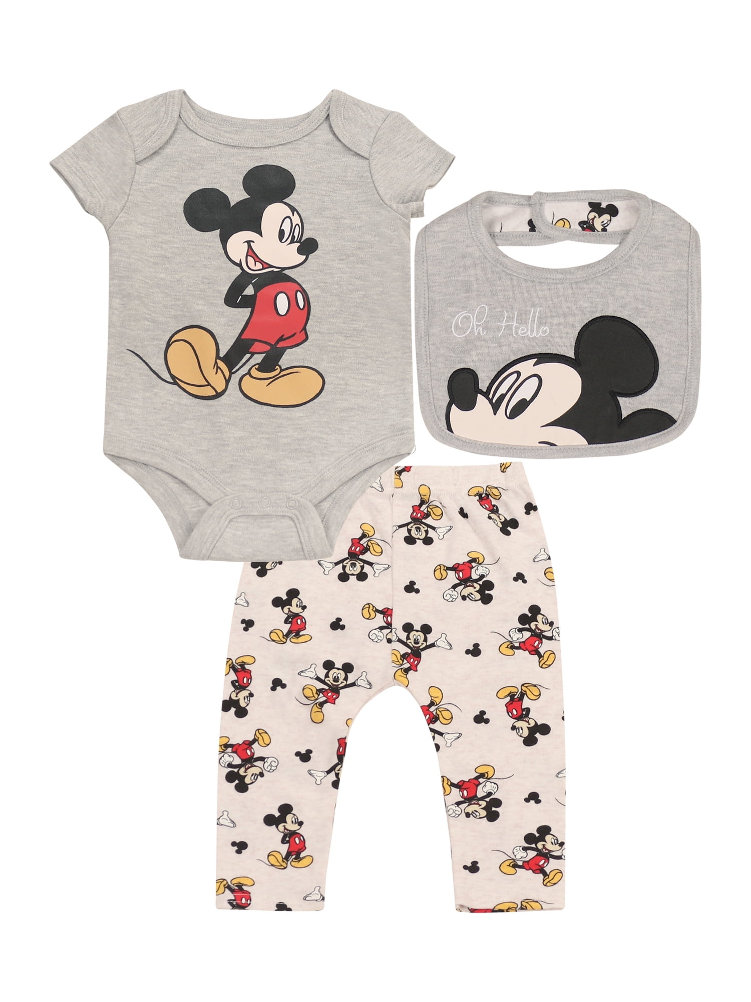 Disney Newborn Baby Outfit Set 3-Piece Set Bodysuit, Pants, and Bib ...