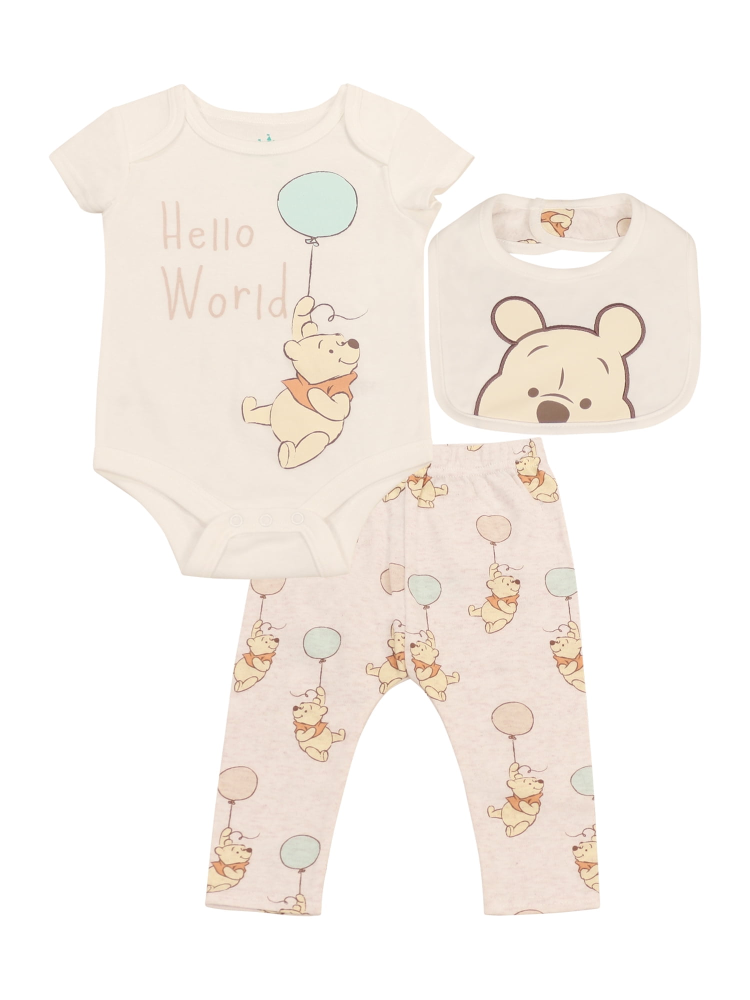 Disney Newborn Baby Outfit Set 3-Piece Set Bodysuit, Pants, and Bib ...