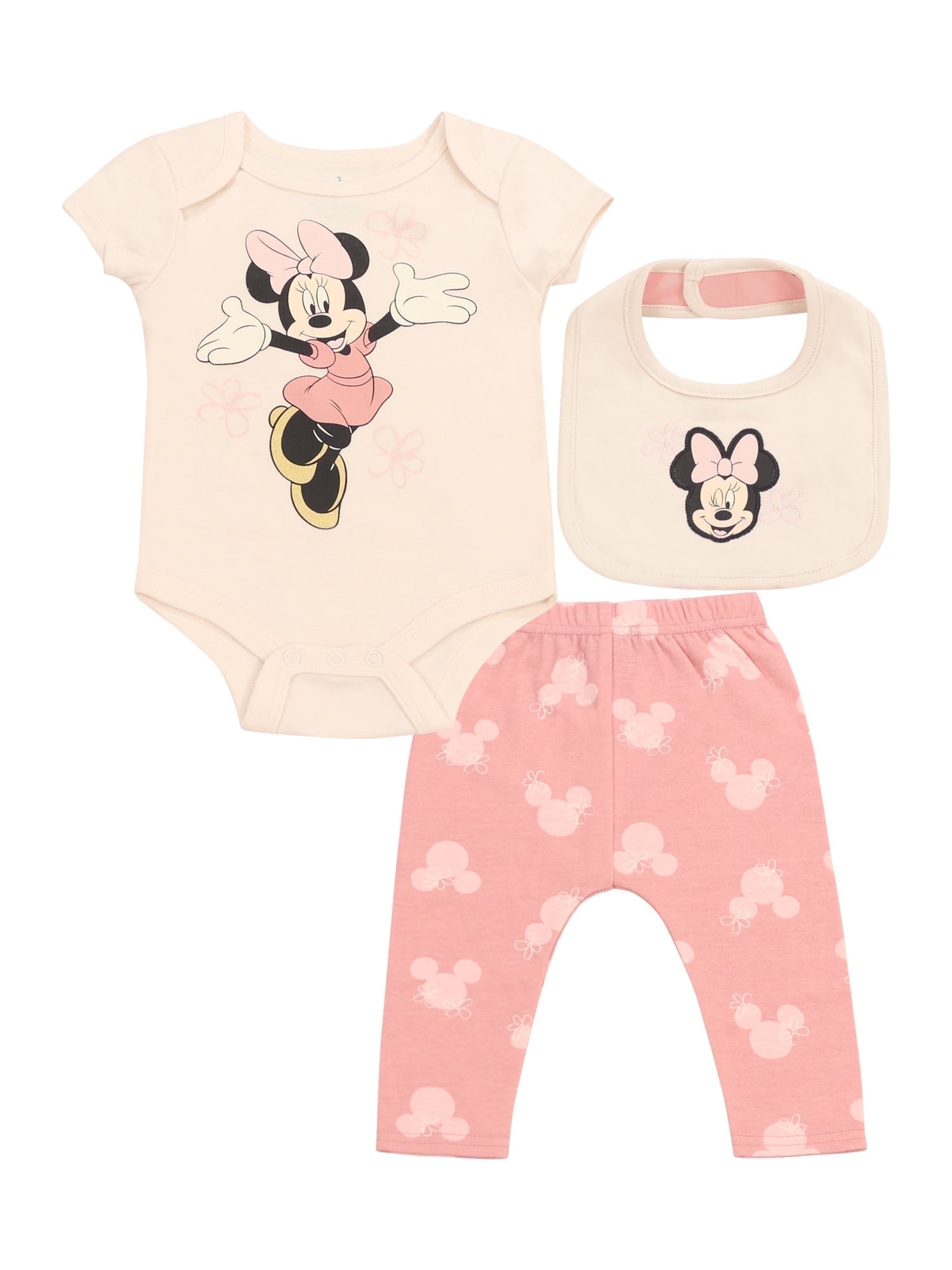 Disney Newborn Baby Girls Layette Set, 3pcs Bib Set, Sizes 0/3 Months ...