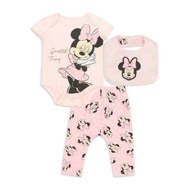 Disney Newborn Baby Outfit Set 3-Piece Set Bodysuit, Pants, and Bib ...