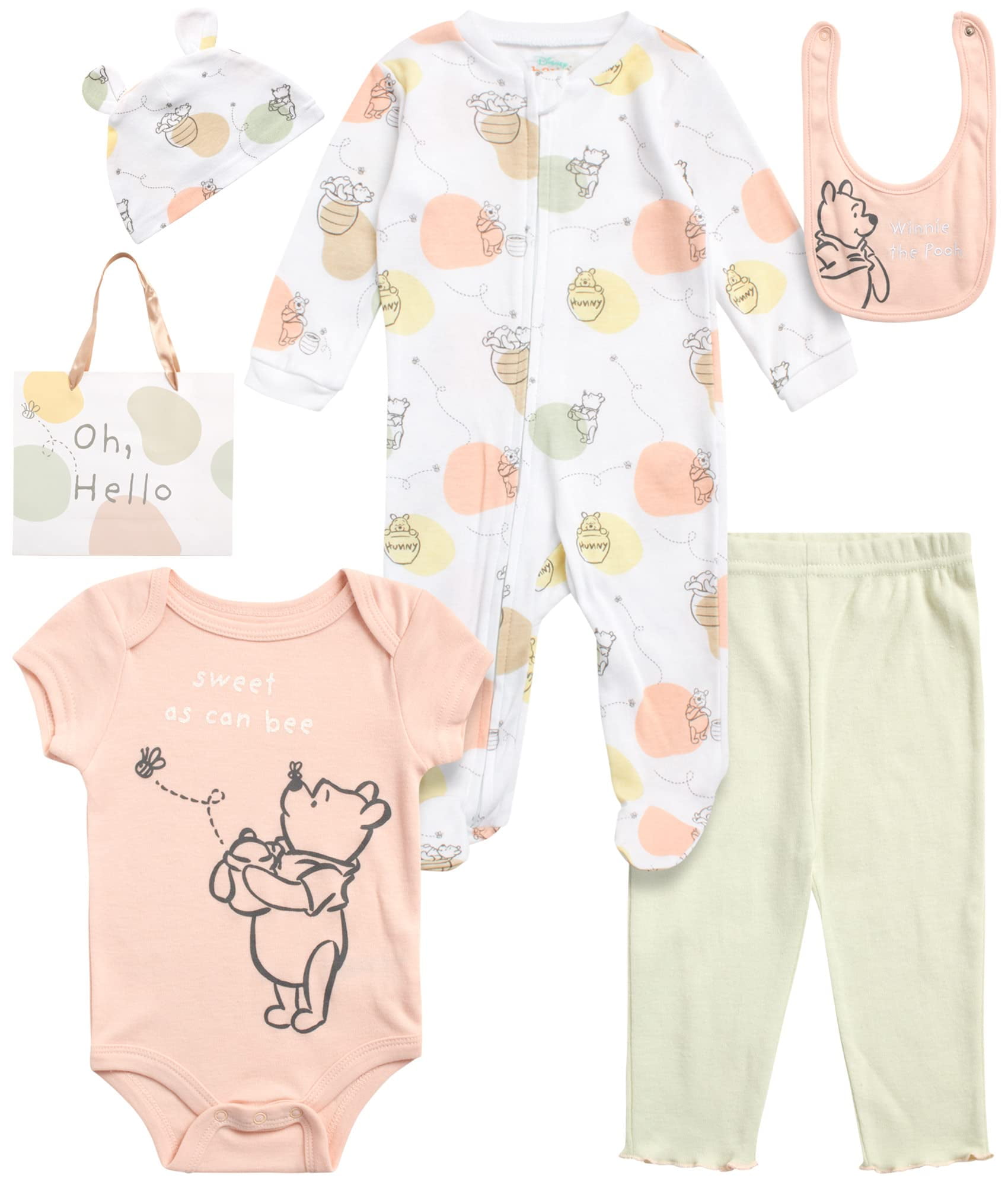 Disney Newborn Baby Layette Set - 6 Piece Disney Bodysuit Coveralls ...