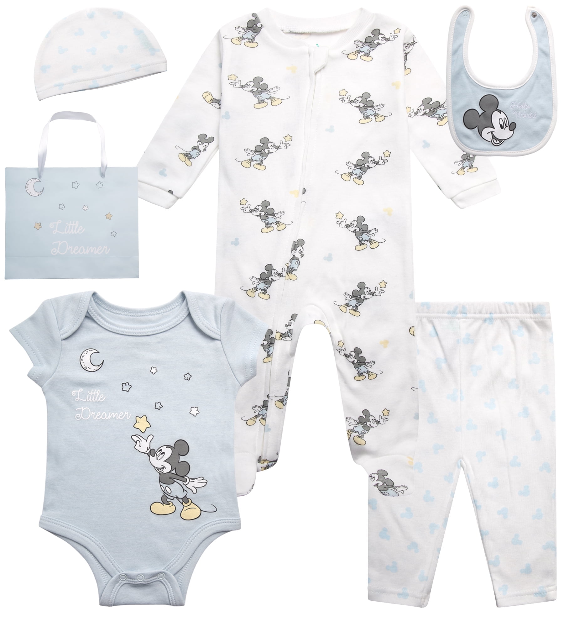 Disney Newborn Baby Layette Set - 6 Piece Disney Bodysuit Coveralls ...