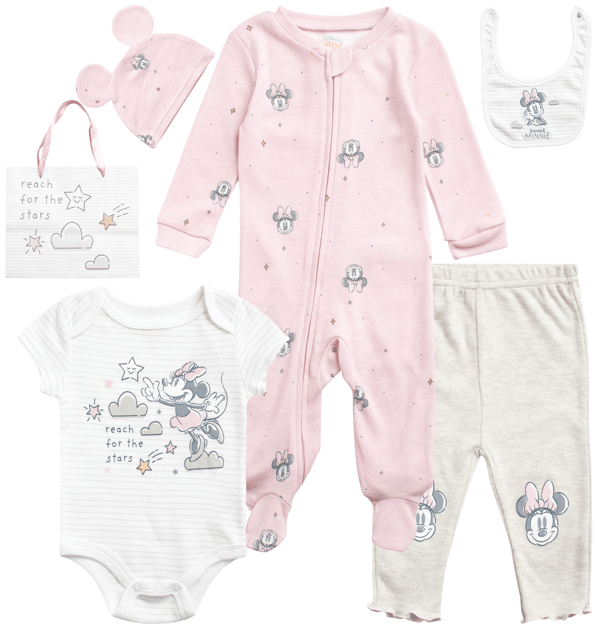 Disney Newborn Baby Layette Set - 6 Piece Disney Bodysuit Coveralls ...