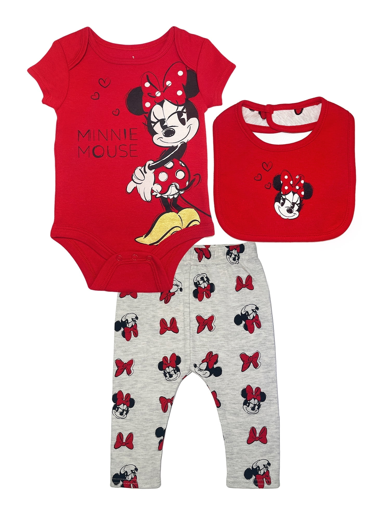 Disney Newborn Baby Outfit Set 3-Piece Bodysuit, Pants, and Bib ...