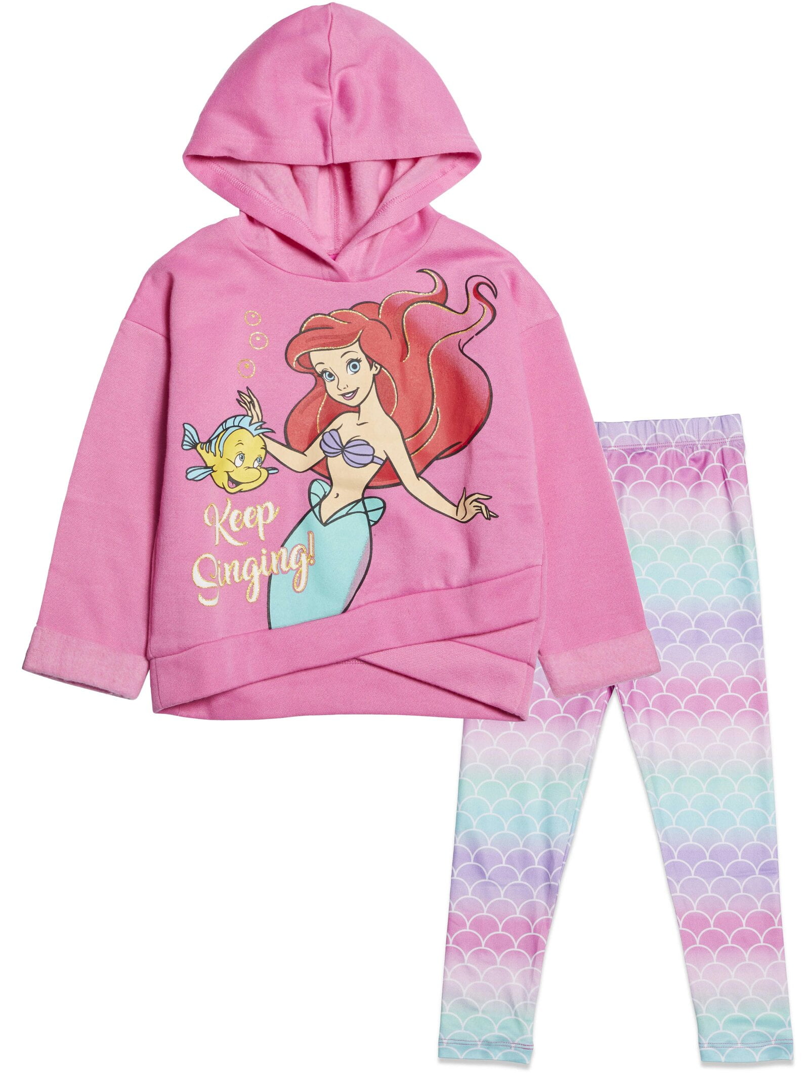 Disney Princess Ariel Toddler Girls Pullover Crossover Fleece Hoodie ...