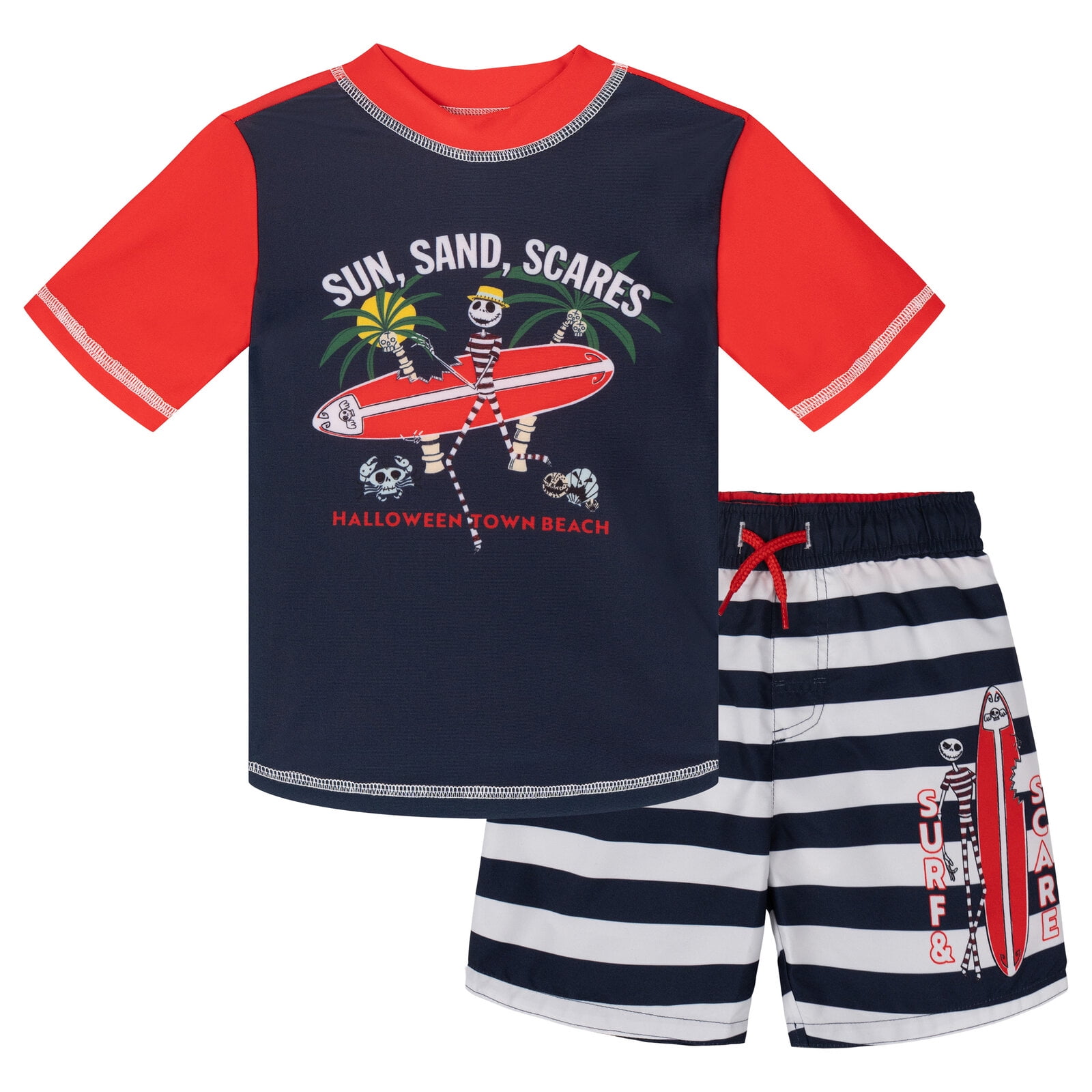 Disney Nightmare Before Christmas Big Boys' Short Sleeve Rash Guard and ...