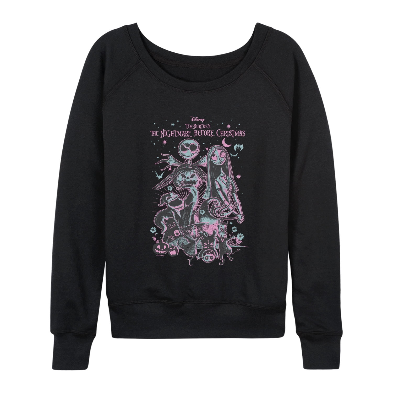 Disney - Nightmare Flowers - Women's French Terry Long Sleeve Pullover ...