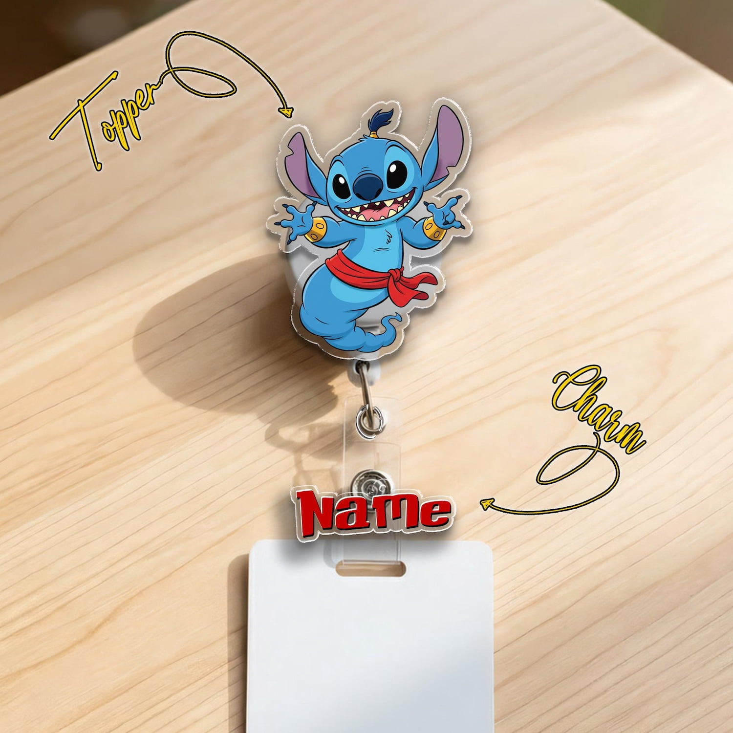 Disney Nurse Funny Stitch Badge Reel, Genie Retractable ID Badge Holder ...