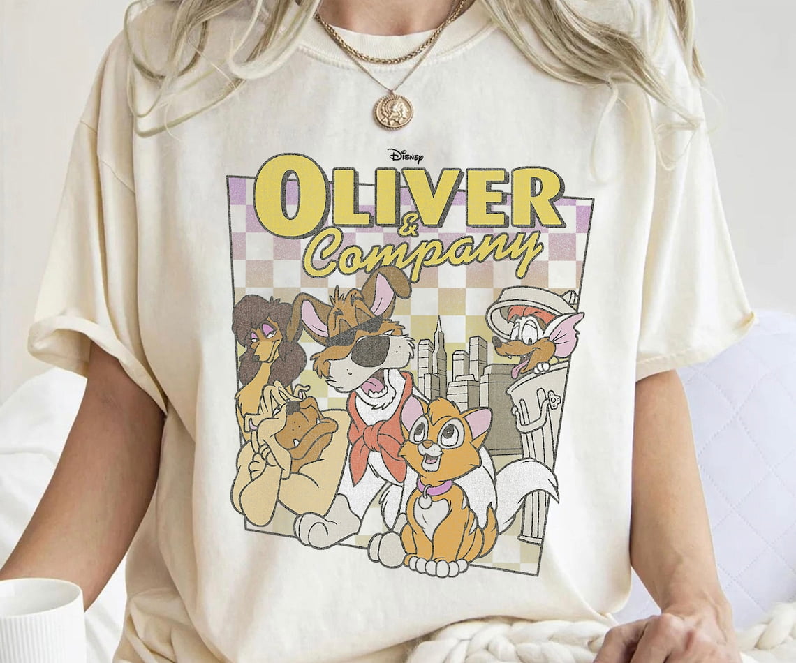 Disney Oliver & Company Checkerboard Poster T-Shirt, Magic Kingdom, Disneyland Family Trip Shirt ...