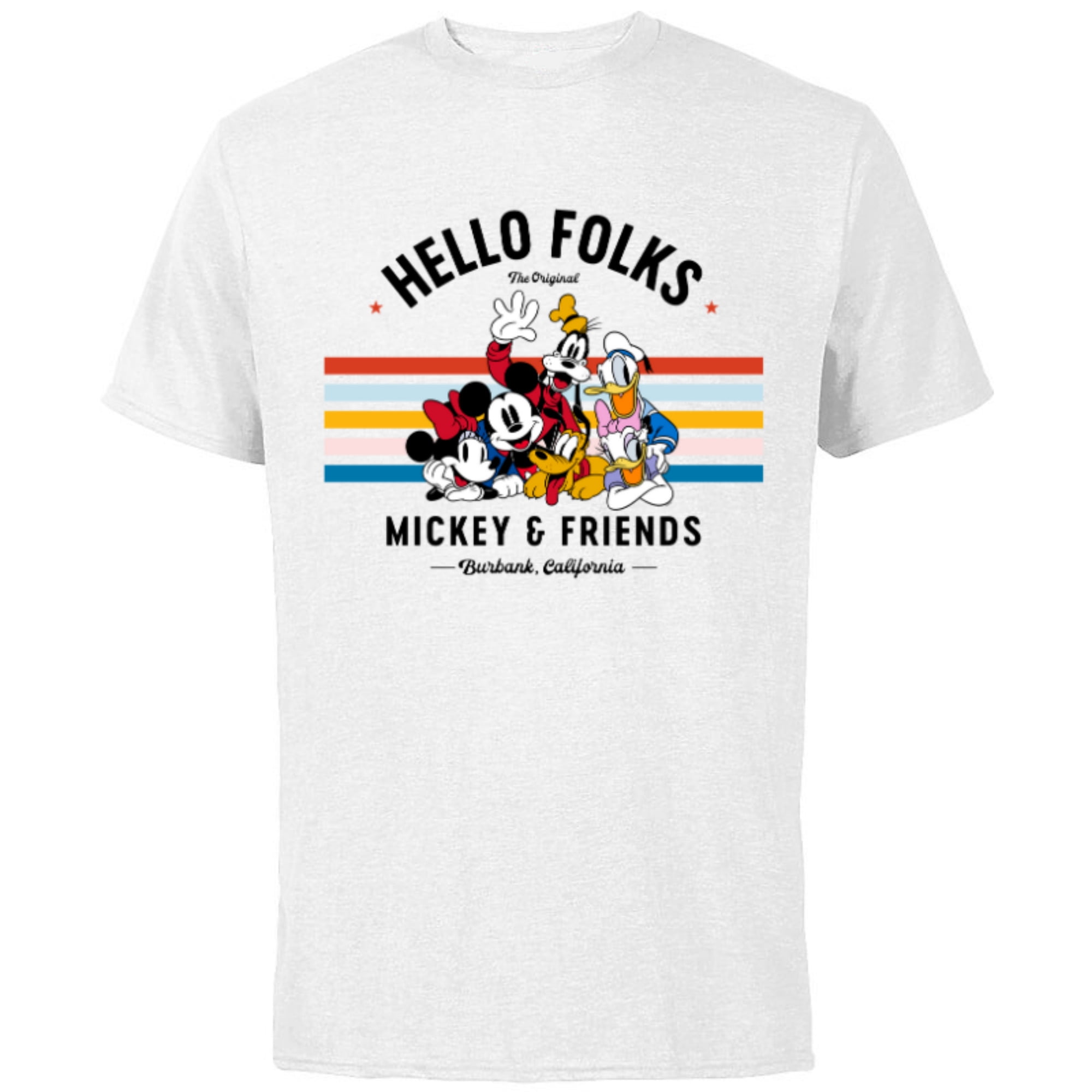 Disney Original Mickey & Friends Hello Folks Retro Vintage - Short Sleeve Cotton T-Shirt for ...