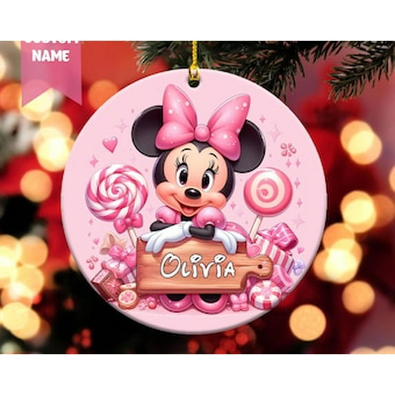 Disney Ornament Female Mouse, Mouse And A Pink Bow Ornament, Minnie ...