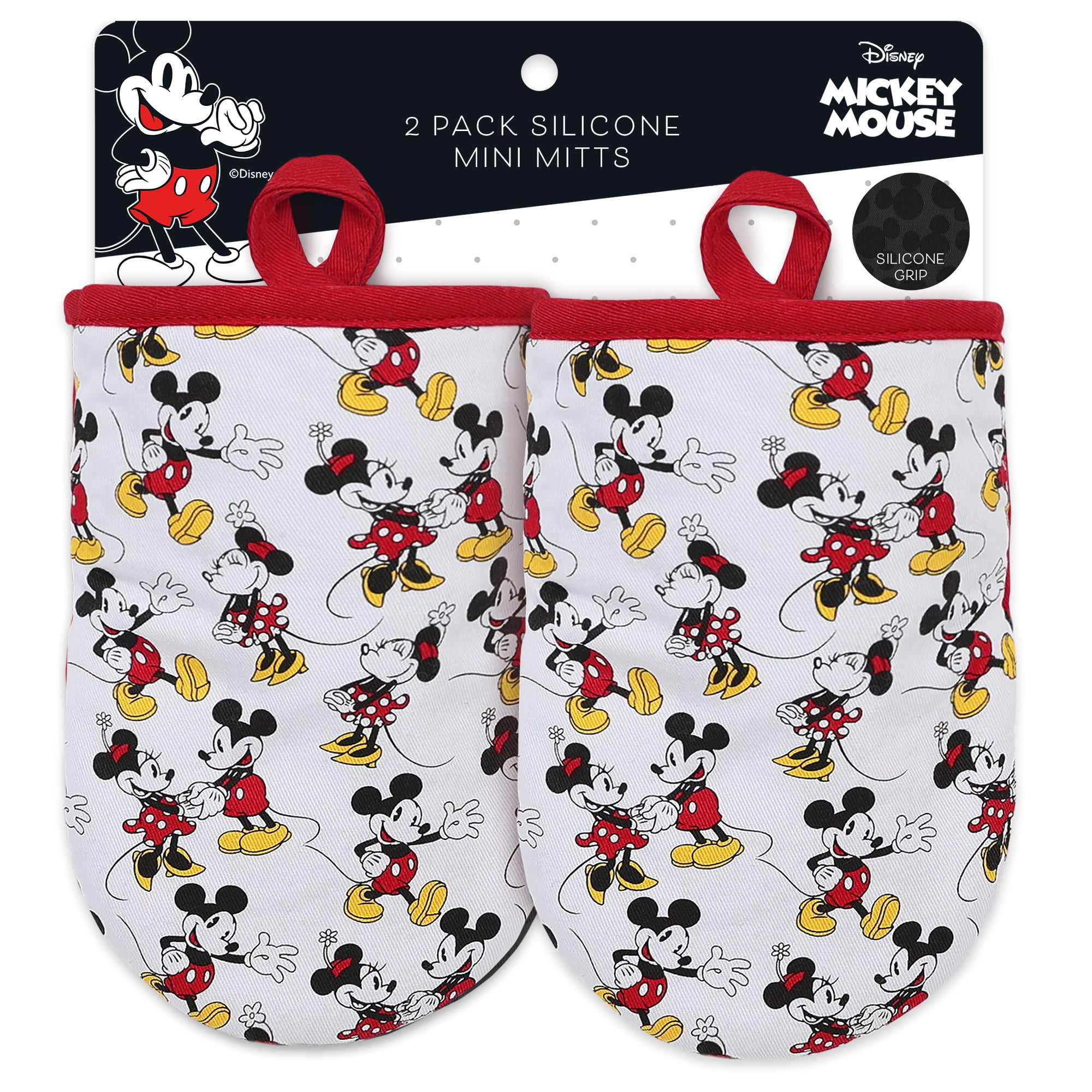 Disney Oven Mitts Mickey & Minnie Red Printed Silicone Mini Oven Mitts ...