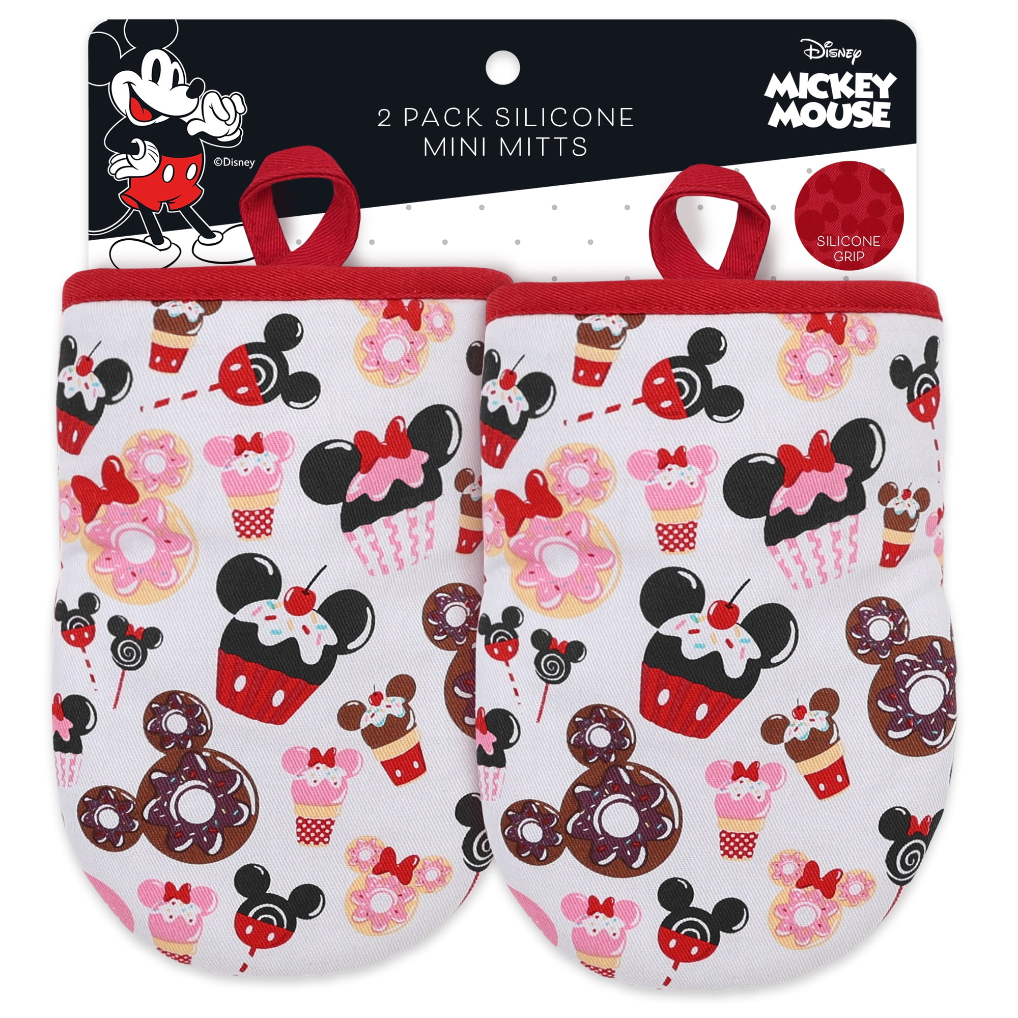 Disney Oven Mitts Mickey & Minnie Sweets Red Printed Silicone Mini Oven ...