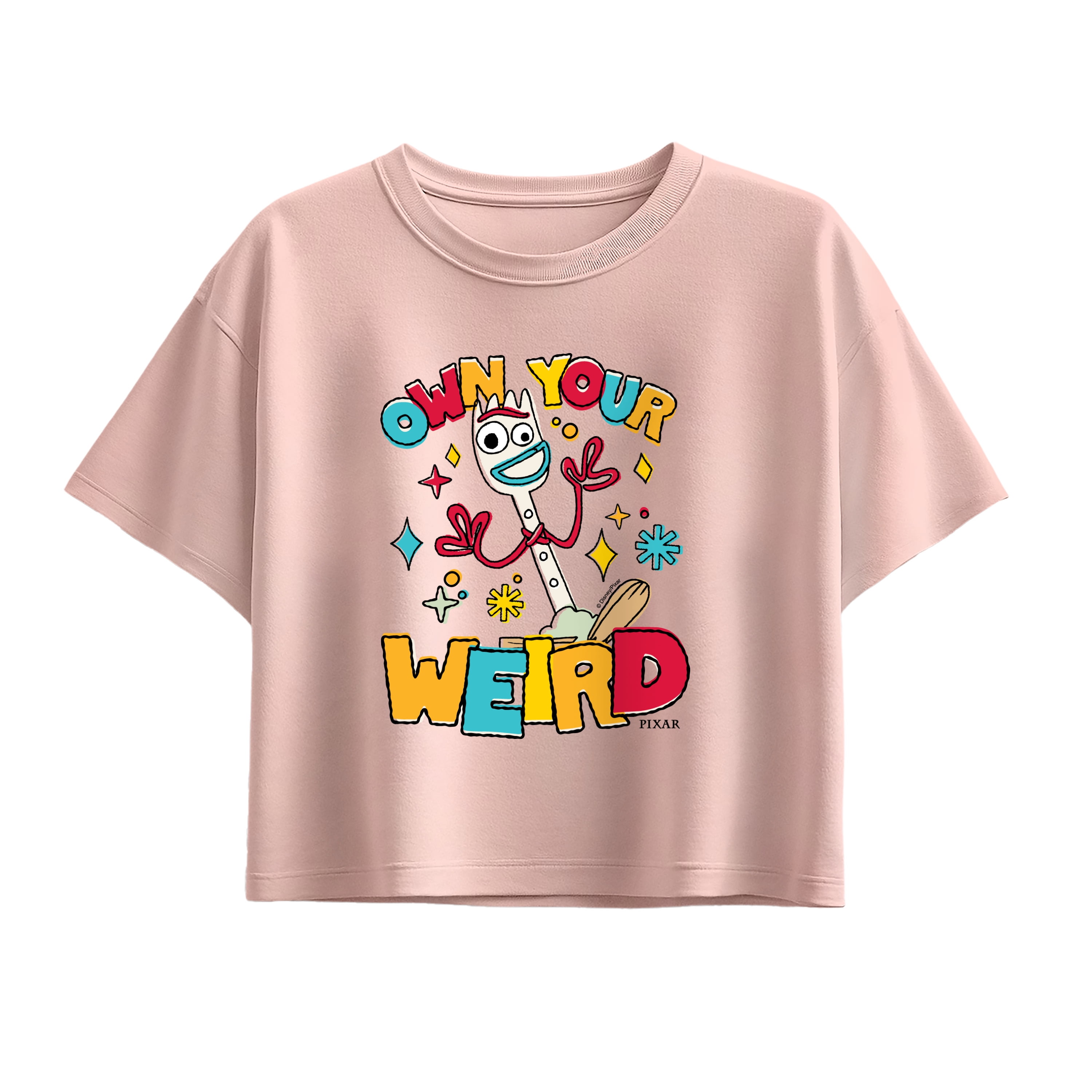 Disney - Own Your Weird Forky - Youth Girl Short Sleeve Boxy Tee - Walmart.com