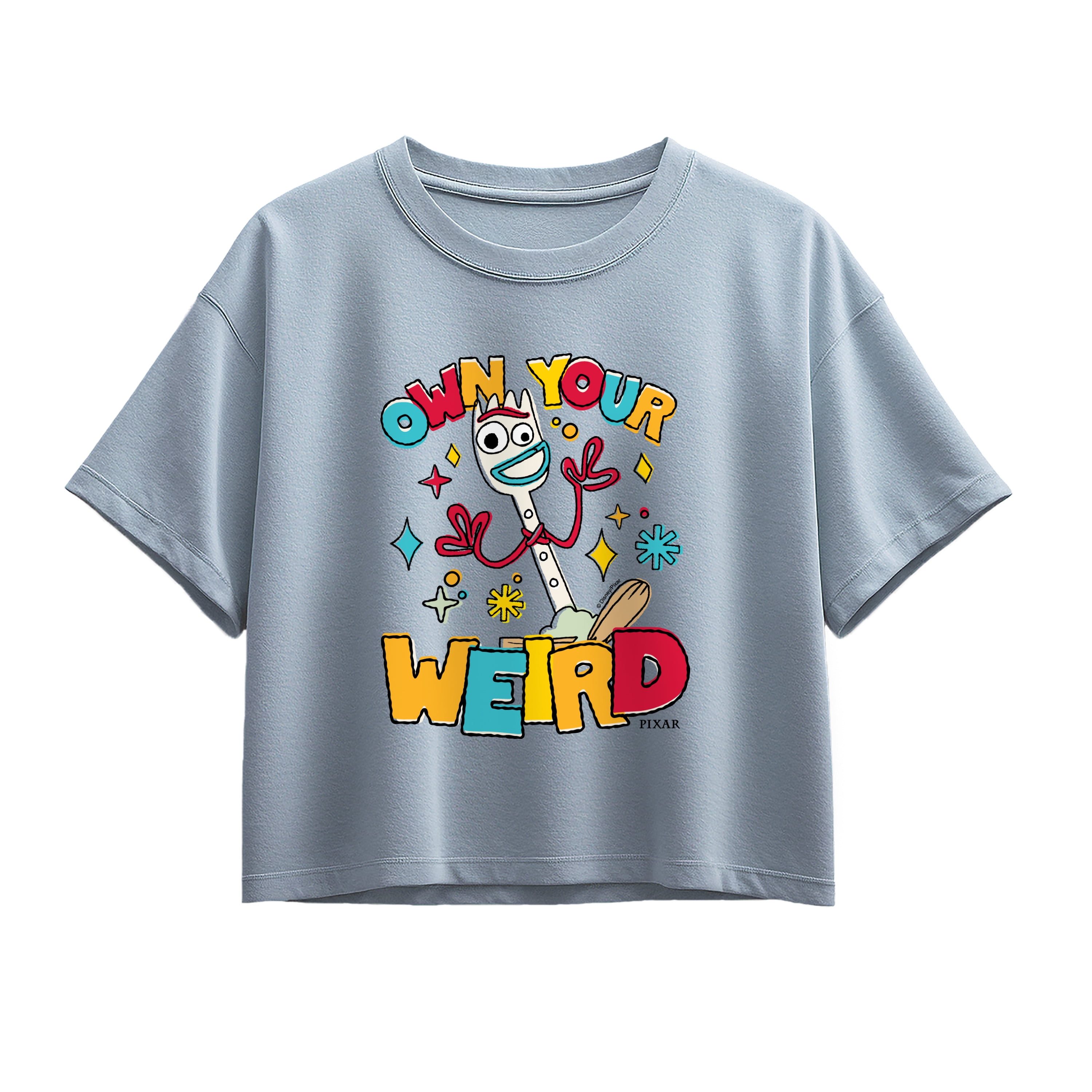 Disney - Own Your Weird Forky - Youth Girl Short Sleeve Boxy Tee - Walmart.com