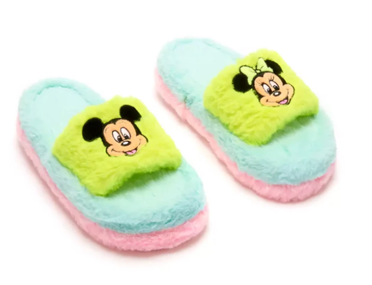 Disney Park Fluffy Slides Slippers Adult Mickey & Minnie Mouse ...