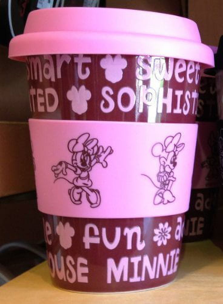 Disney Park Minnie Mouse Covered Ceramic Mug Cup with Silicone Grip NEW ...