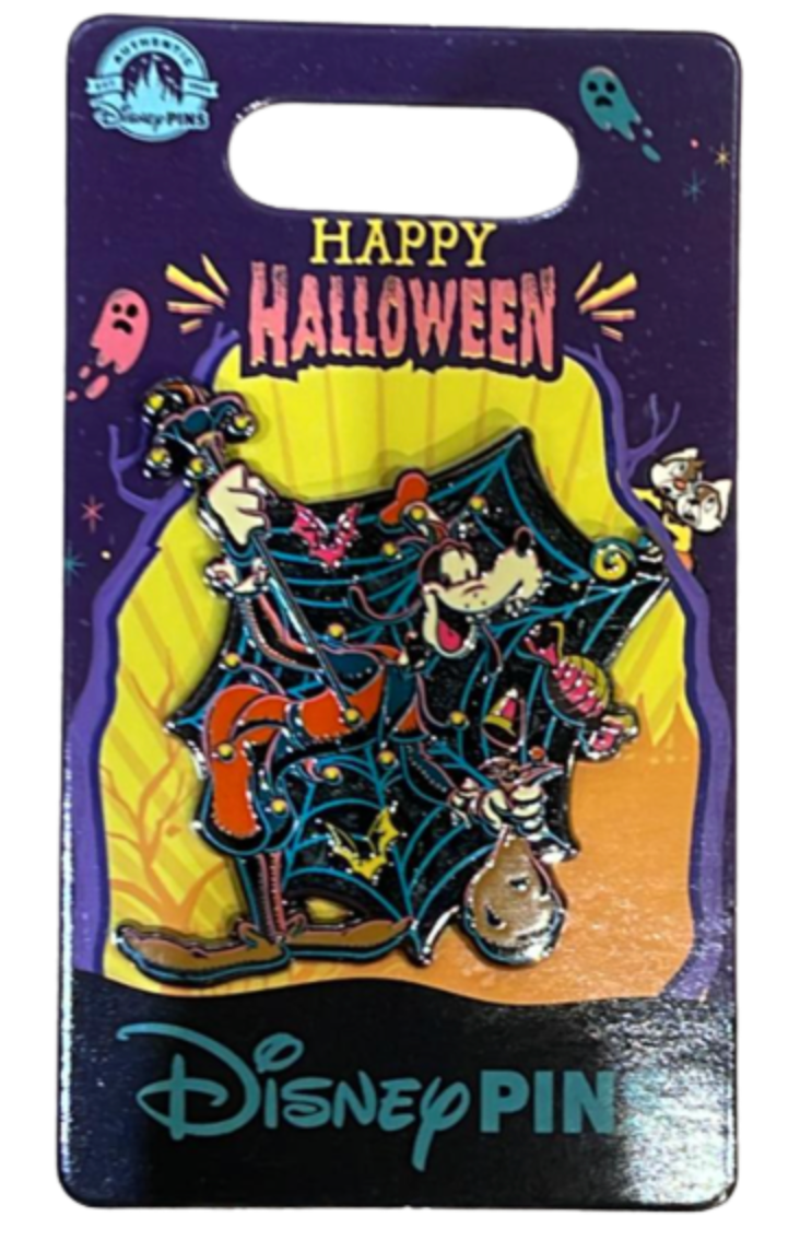 Disney Parks 2023 Happy Halloween Goofy Spider Web Pin New with Card ...