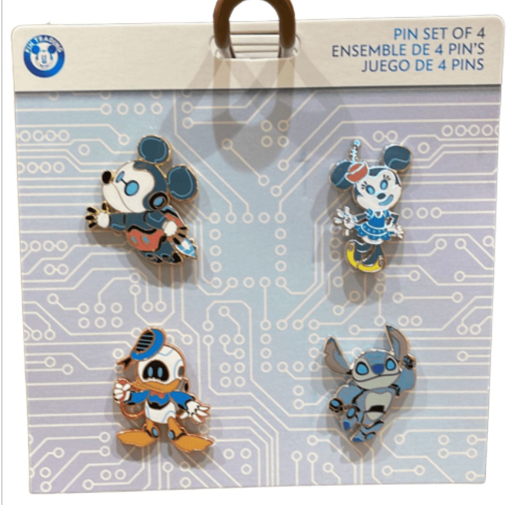 Disney Parks Disney Mickey - Minnie Donald - Stitch Robot Pin Set New ...
