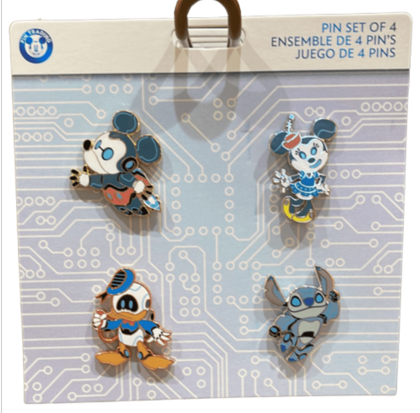 Disney Parks Disney Mickey - Minnie Donald - Stitch Robot Pin Set New ...