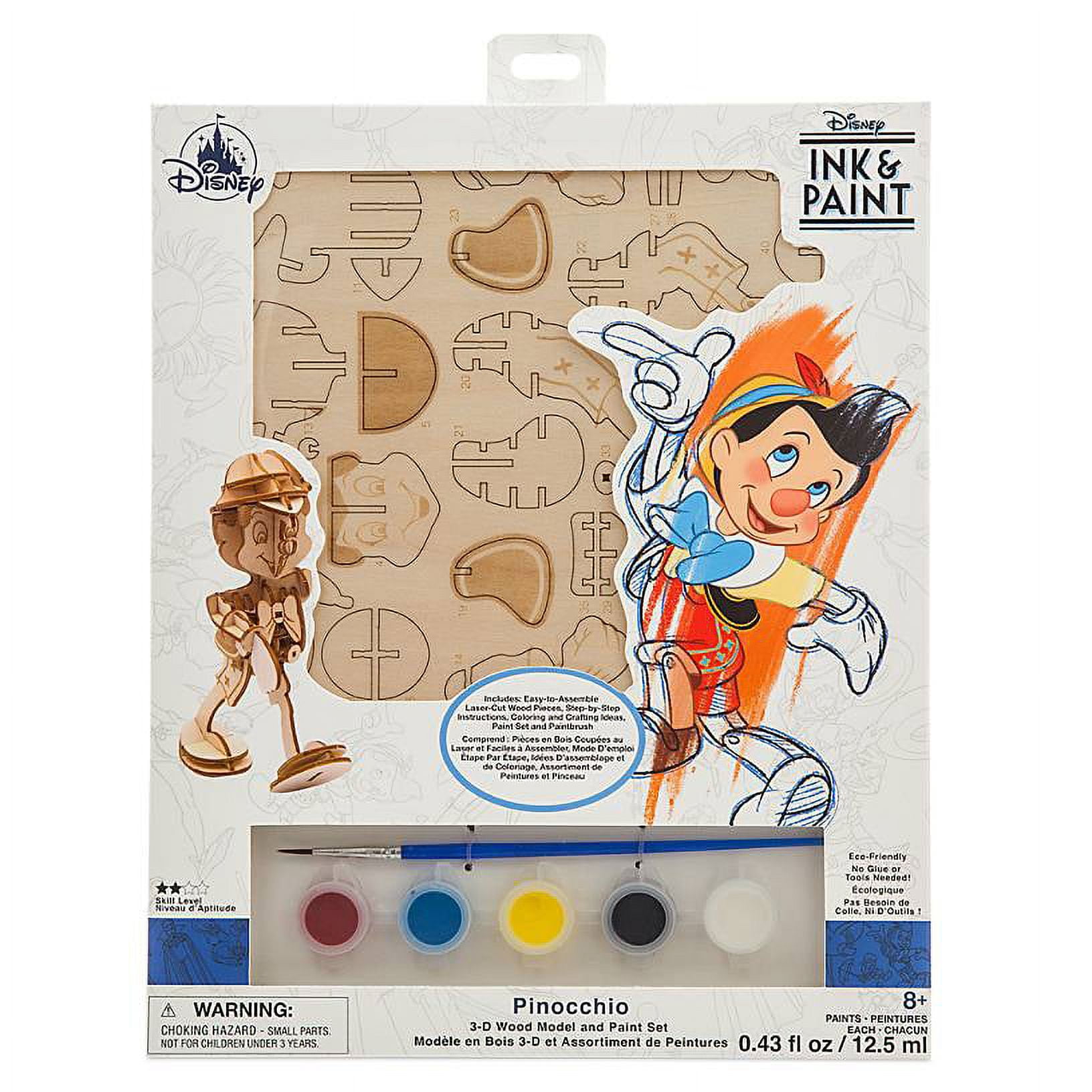 Disney Parks Ink & Paint Pinocchio 3D Wood Model and Paint Set New ...
