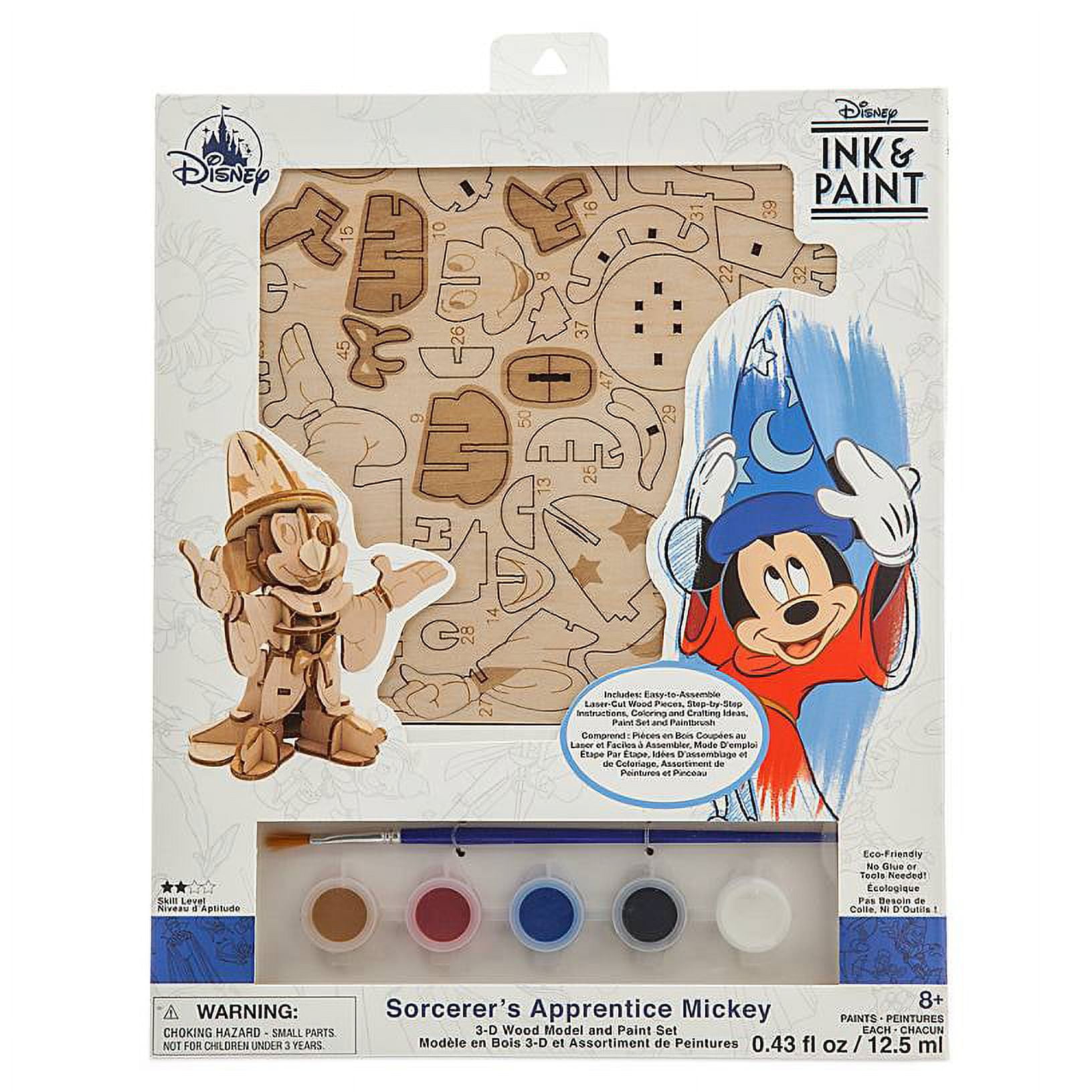 Disney Parks Ink & Paint Sorcerer Mickey 3D Wood Model and Paint Set ...