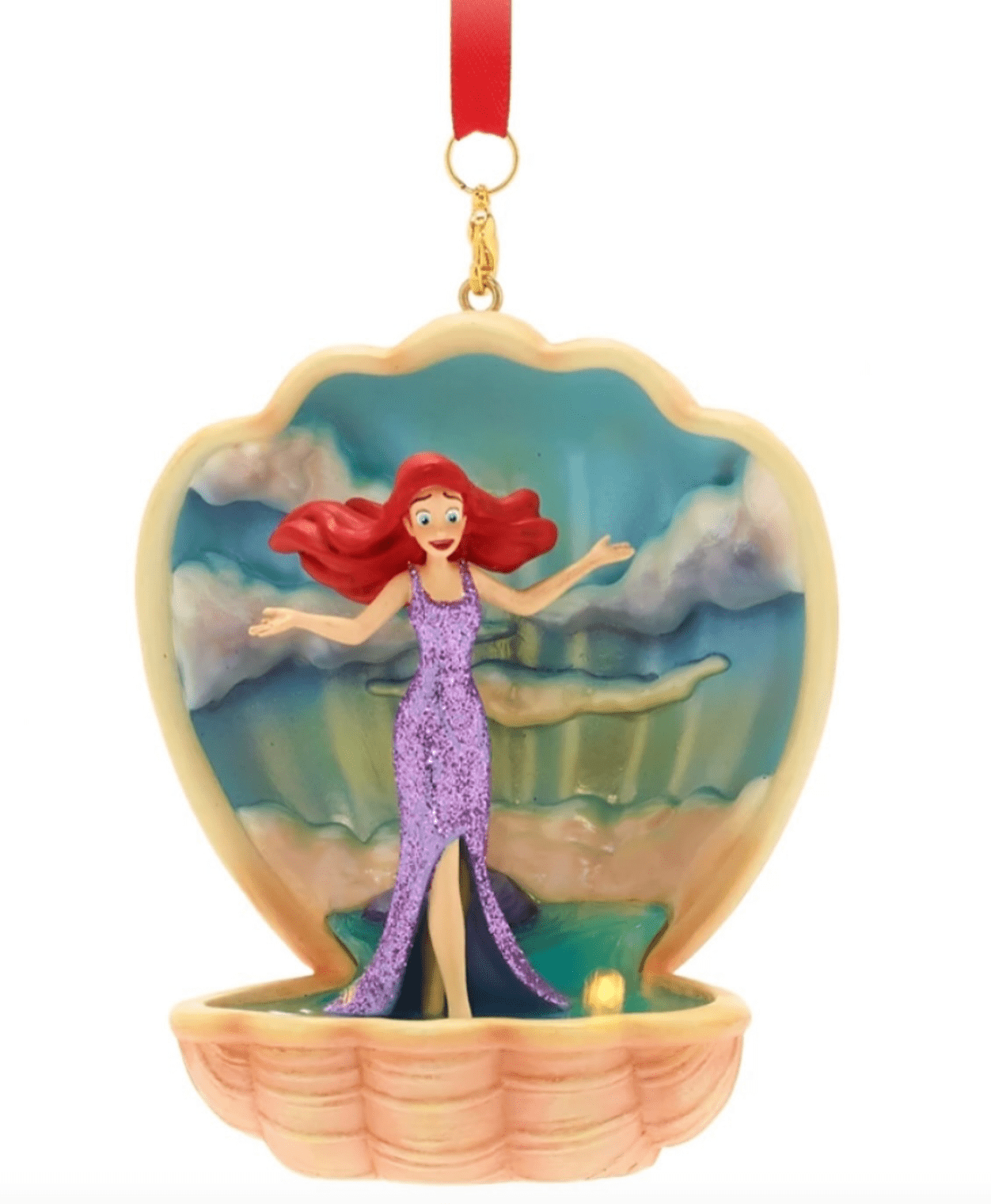 Disney Parks Mermaid Ariel Light Up Shell Sketchbook Christmas Ornament ...