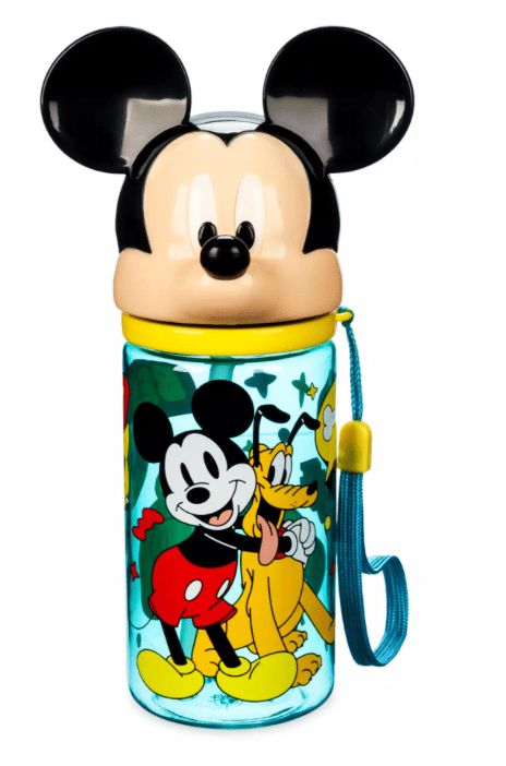 Disney Parks Mickey Mouse Figural Water Bottle with Built-In Straw New ...