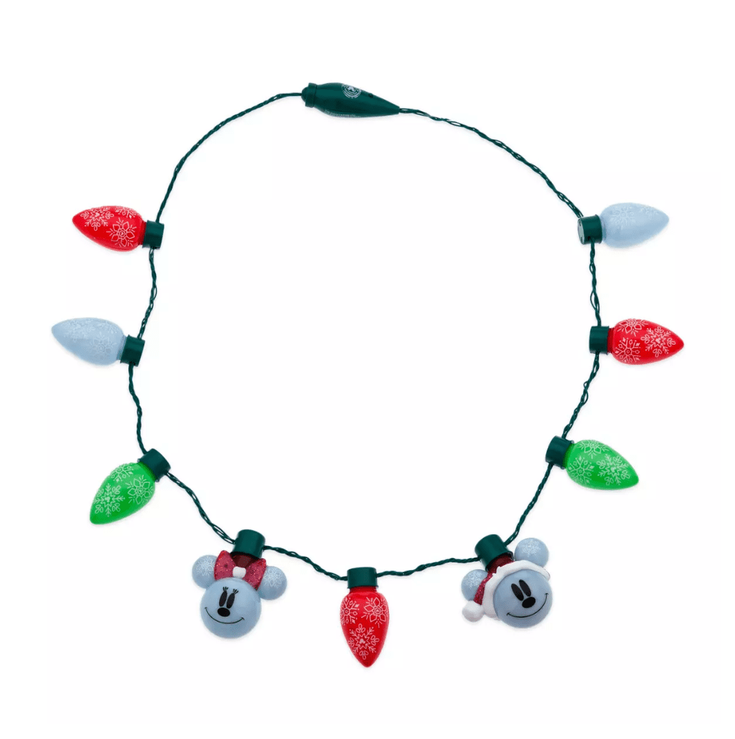 Disney Parks Mickey and Minnie Santa Light-Up Holiday Glow Necklace New ...