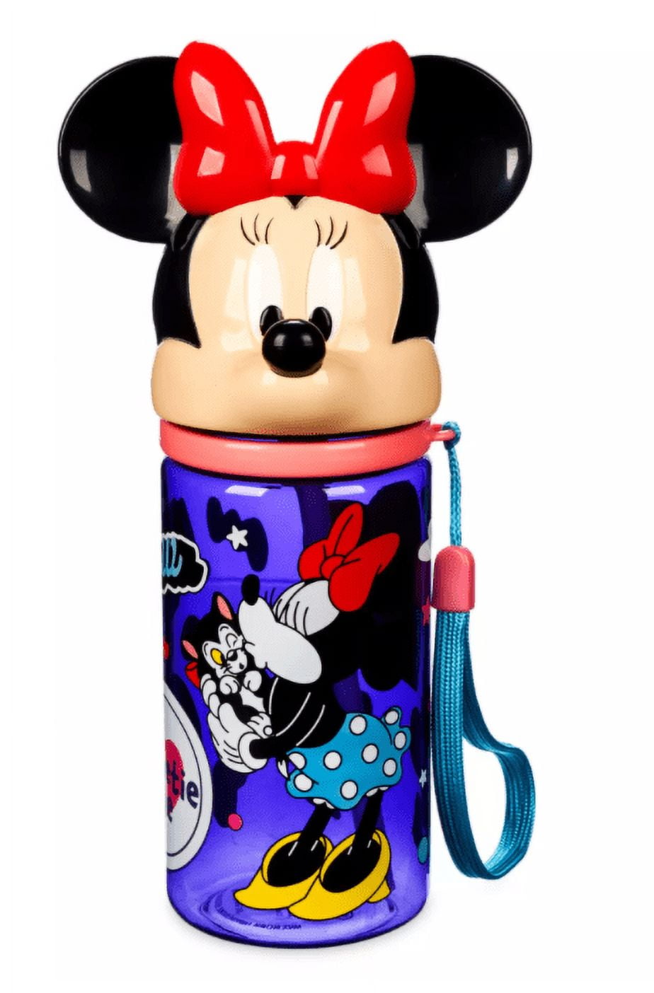 Disney Parks Minnie Mouse Figural Water Bottle with Built-In Straw New ...