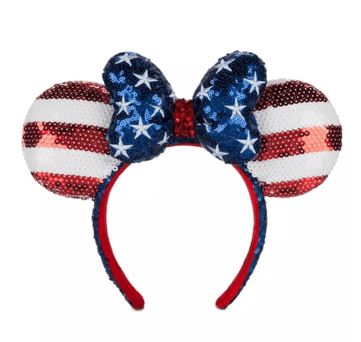 Disney Parks Minnie Mouse Sequined Headband Ear Americana Flag New With ...
