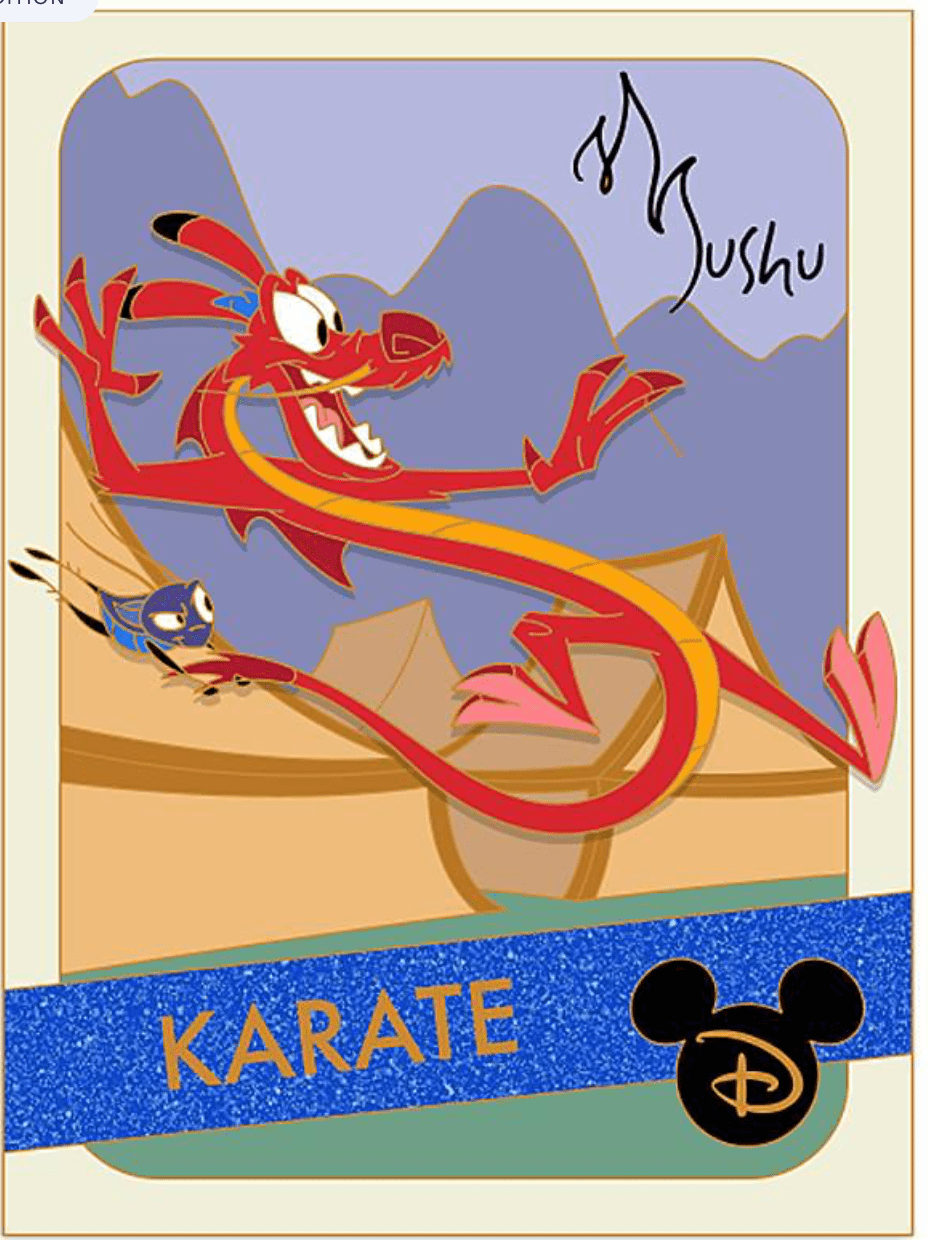 Disney Parks Mushu Pin Mulan Trading Cards: Karate Limited Edition New ...