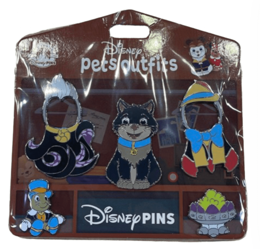 Disney Parks Pets Outfits Pin Set Brown Cat Pinocchio Ursula New with ...