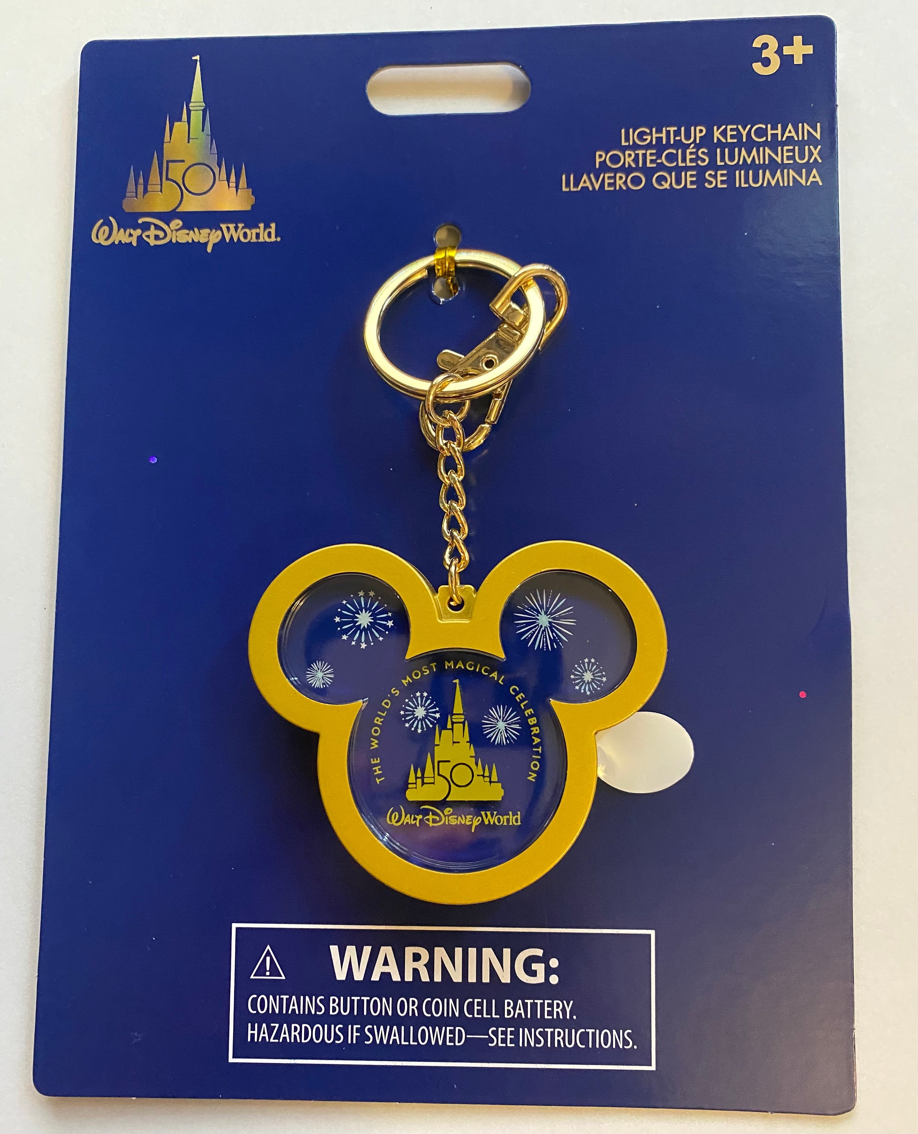 Disney Parks WDW 50th Magical Celebration Mickey Icon Light Up Keychain ...