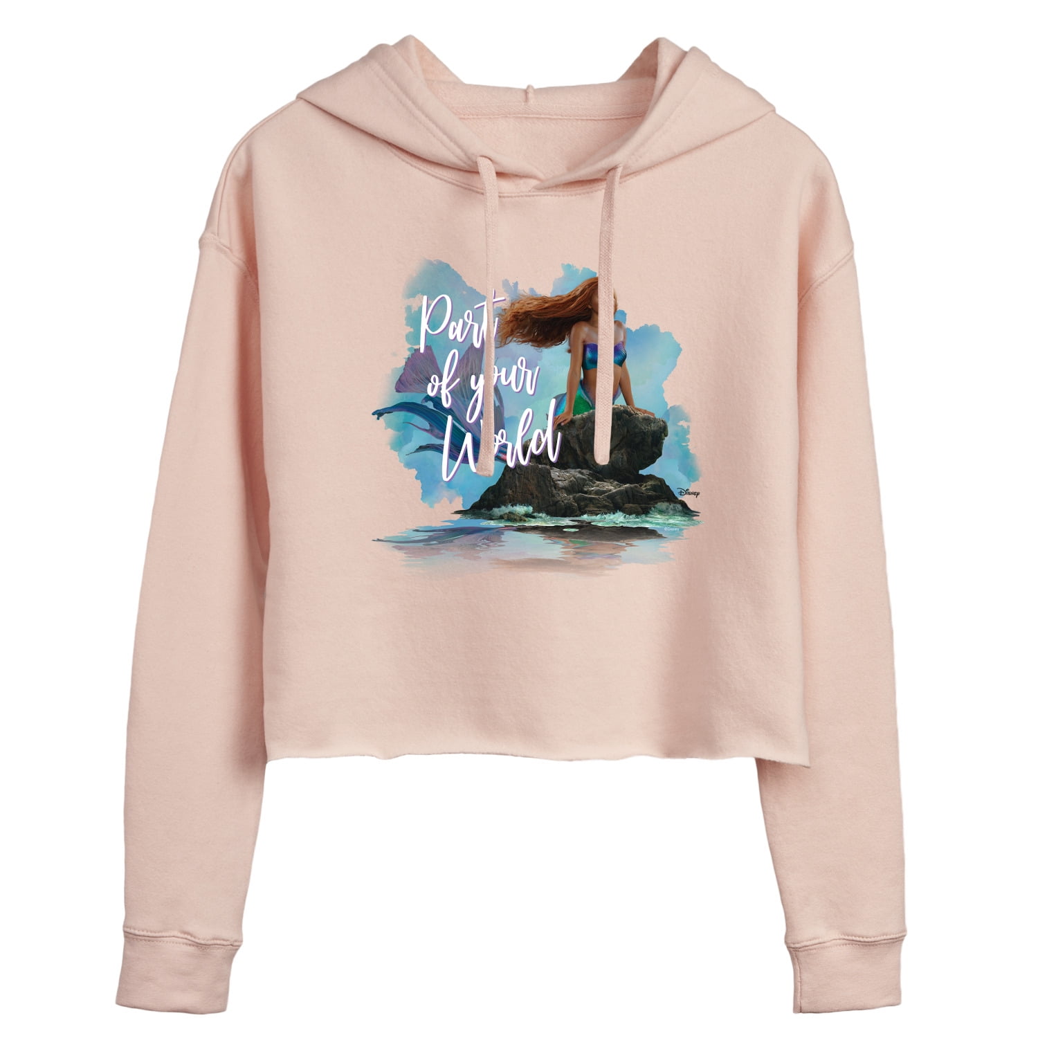 Disney - Part Of Your World - Juniors Cropped Pullover Hoodie - Walmart.com