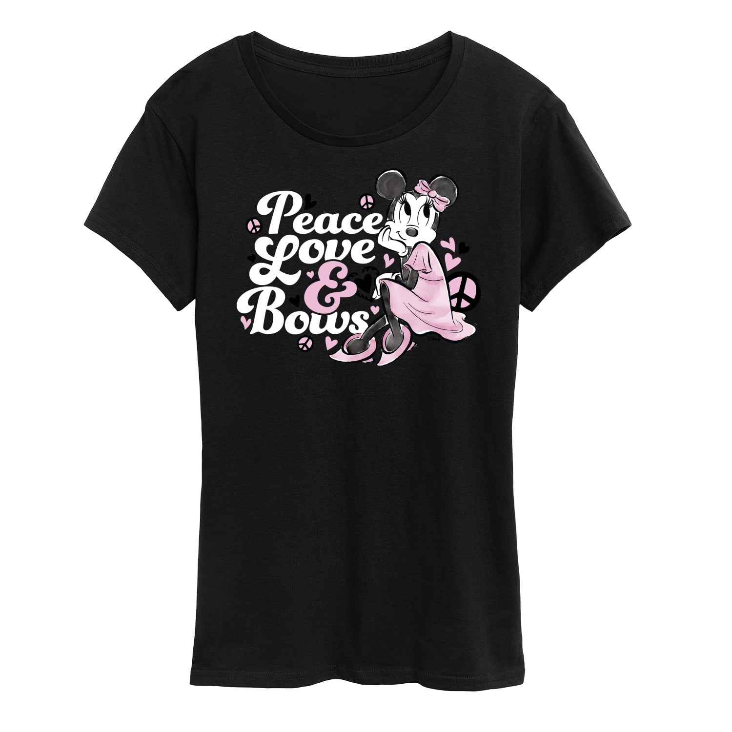 Disney - Peace Love And Bows - Women's Short Sleeve Graphic T-Shirt ...