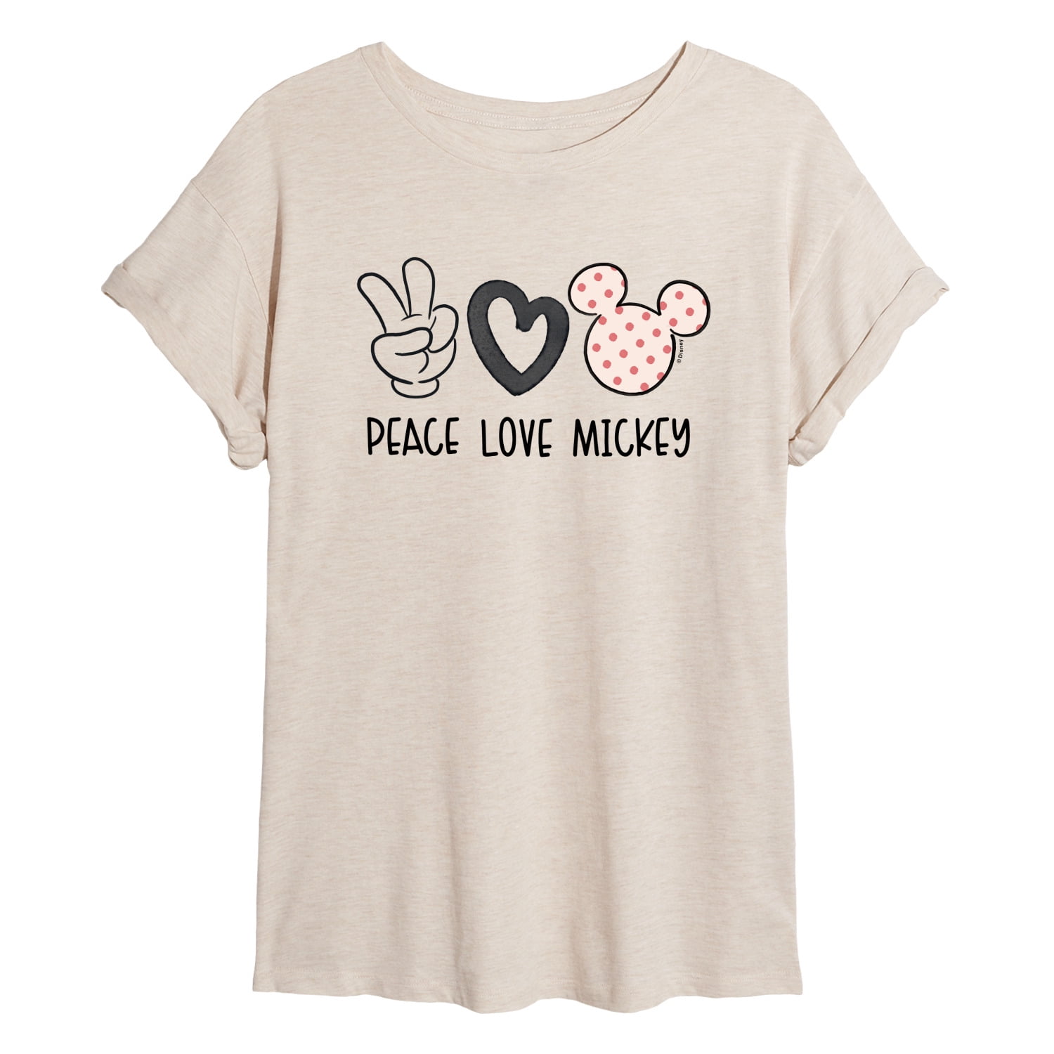 Disney - Peace Love Mickey - Juniors Oversized Graphic T-Shirt ...