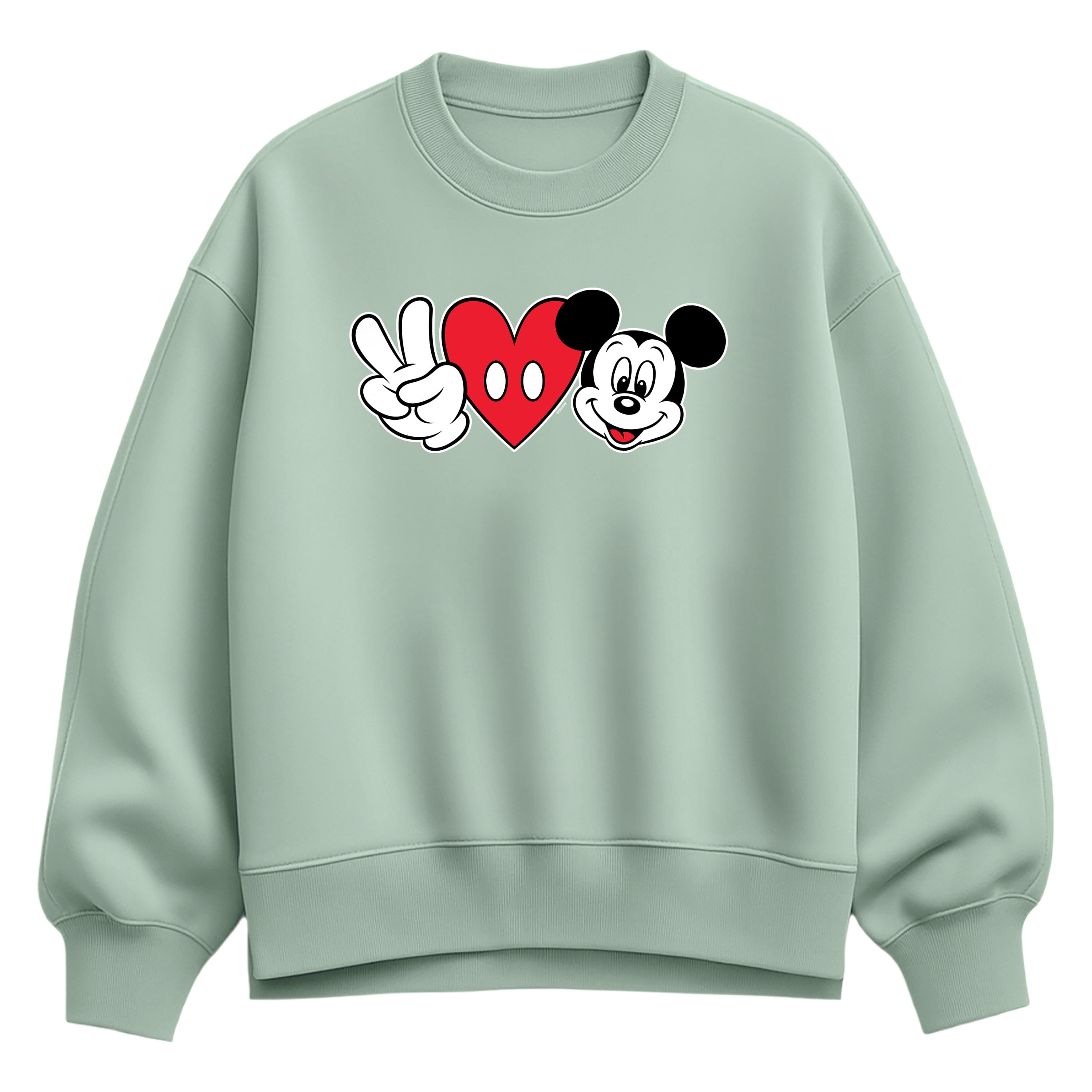 Disney - Peace Love Mickey - Women's Oversized Fleece Crew Sweatshirt ...