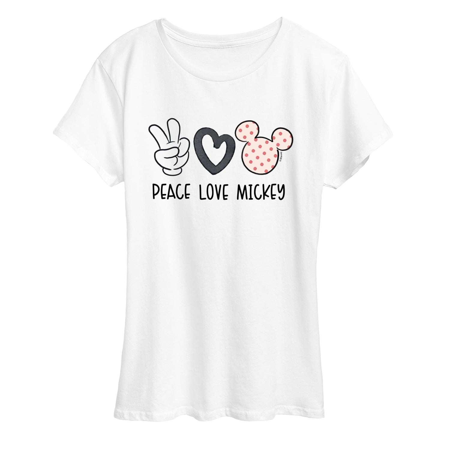 Disney - Peace Love Mickey - Women's Short Sleeve Graphic T-Shirt ...