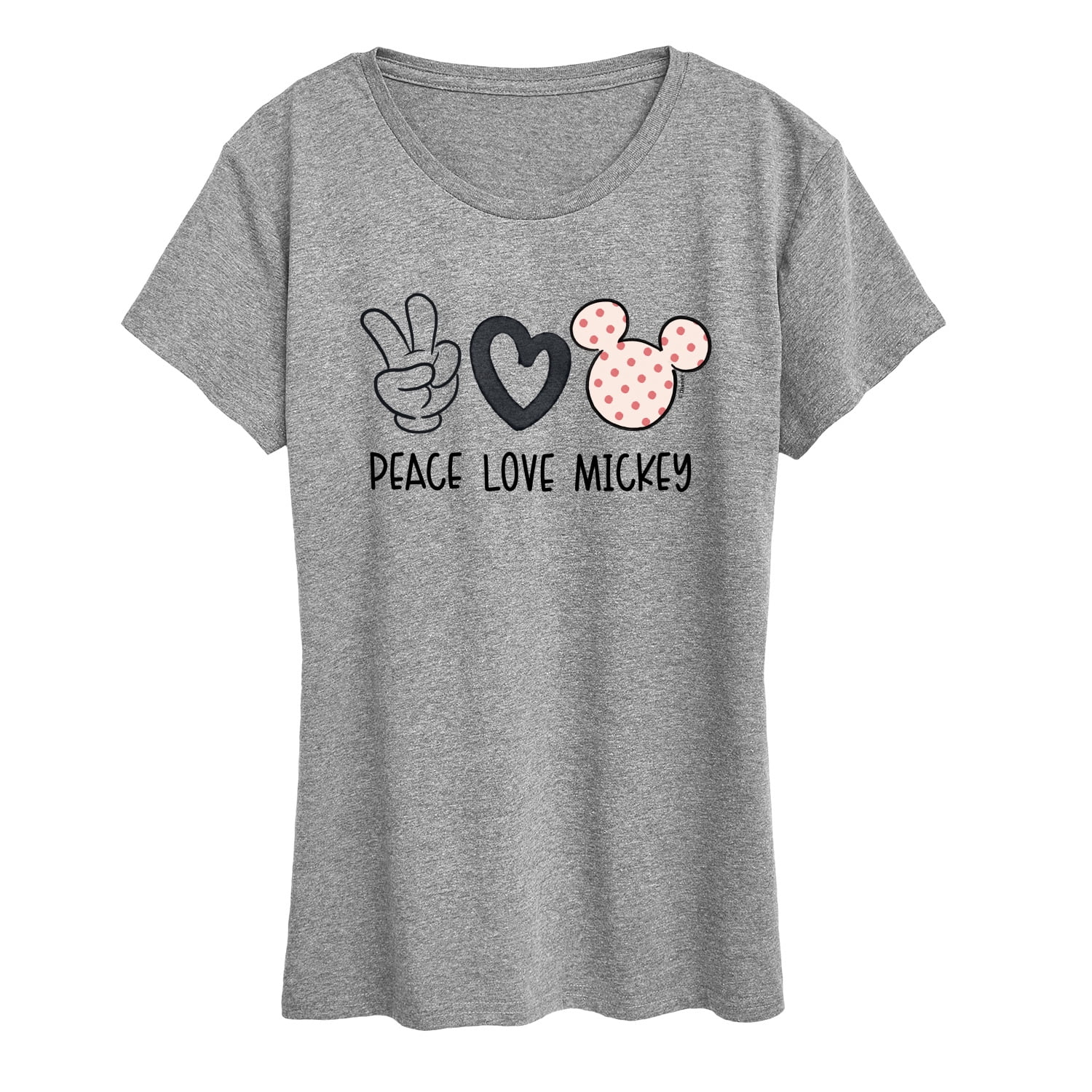 Disney - Peace Love Mickey - Women's Short Sleeve Graphic T-Shirt ...