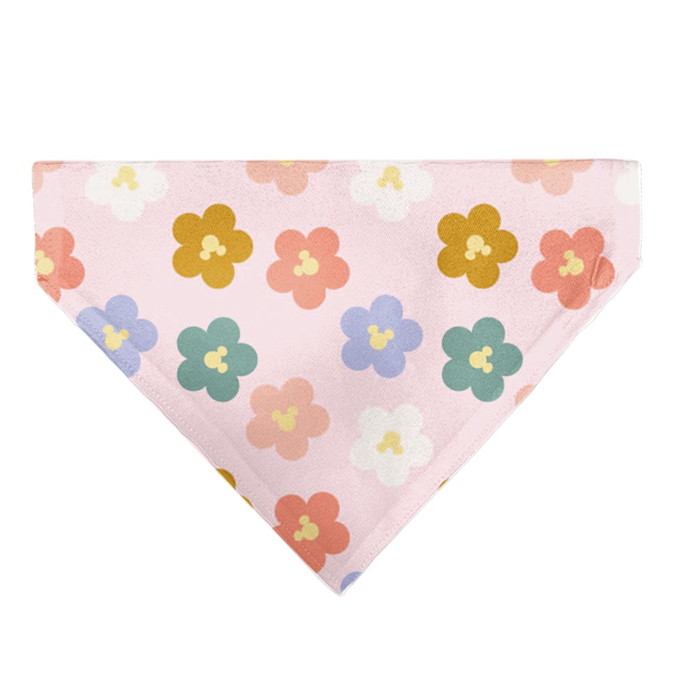 Disney Pet Bandana Mickey Mouse Ears Flower Icon Scattered Pink Slip On ...