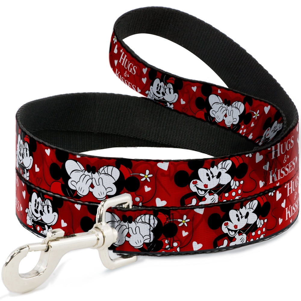 Disney Pet Leash, Dog Leash, Mickey Minnie Hugs Kisses Poses Reds White ...