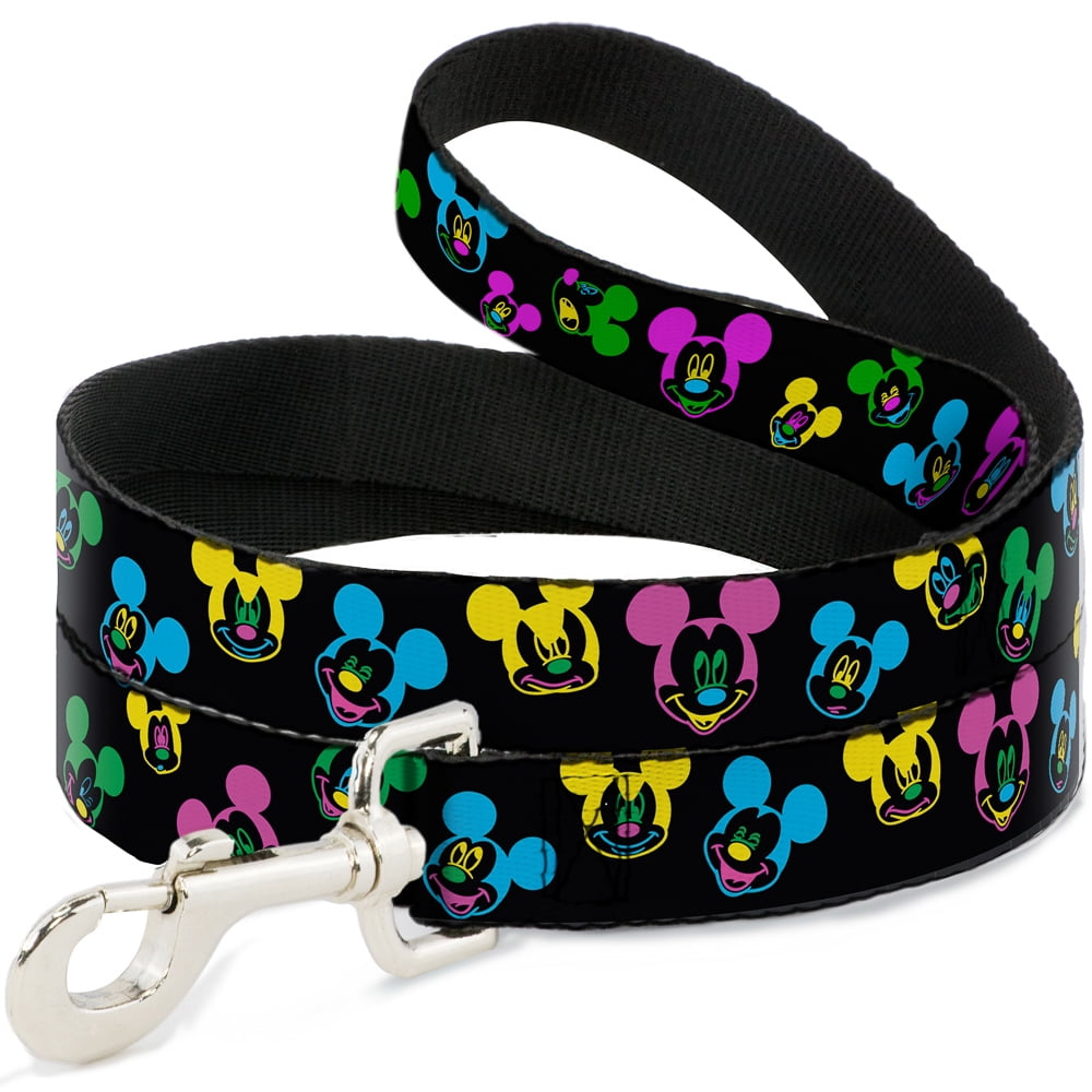Disney Pet Leash, Dog Leash, Mickey Mouse Expressions Scattered Black ...