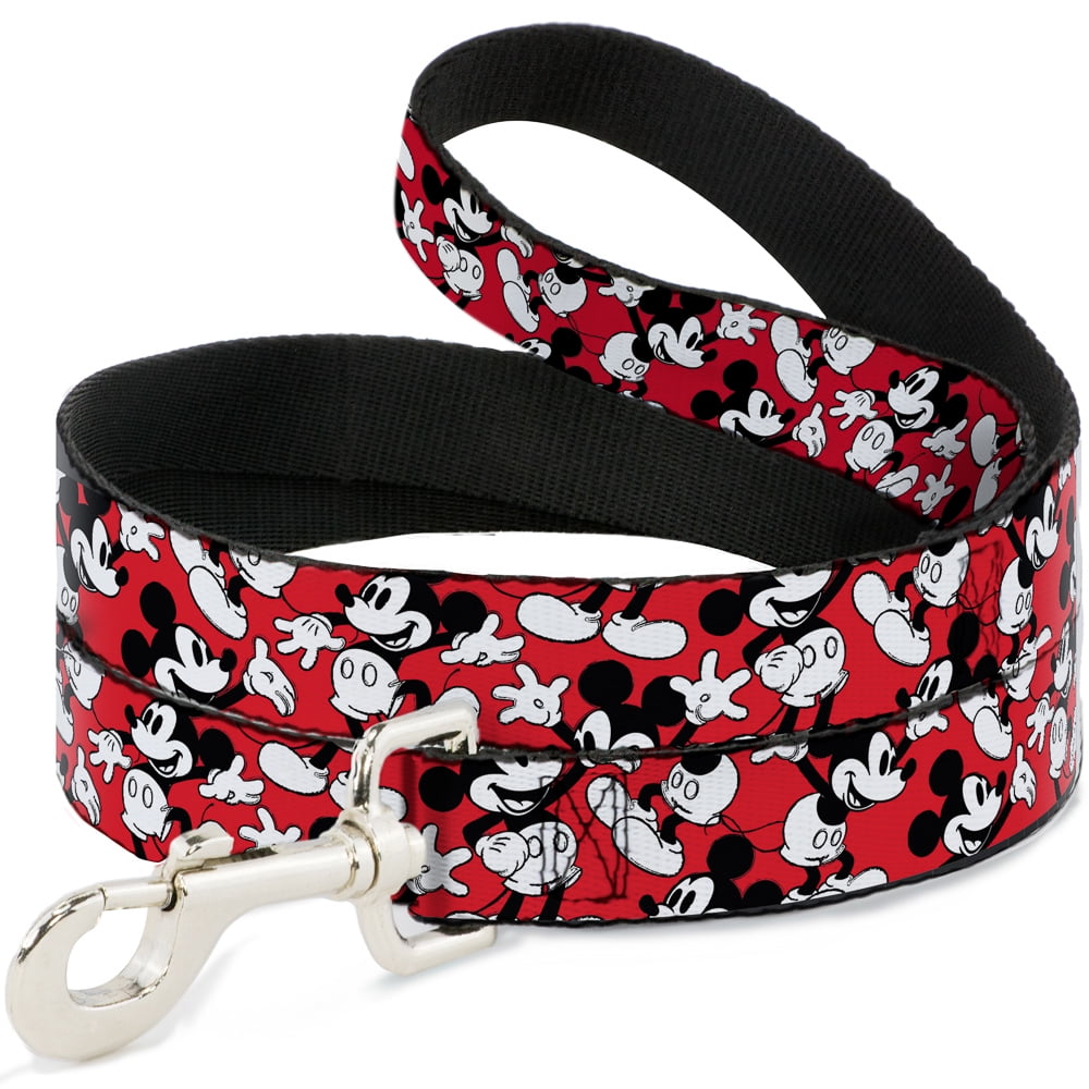 Disney Pet Leash, Dog Leash, Mickey Mouse Poses Scattered Red Black ...