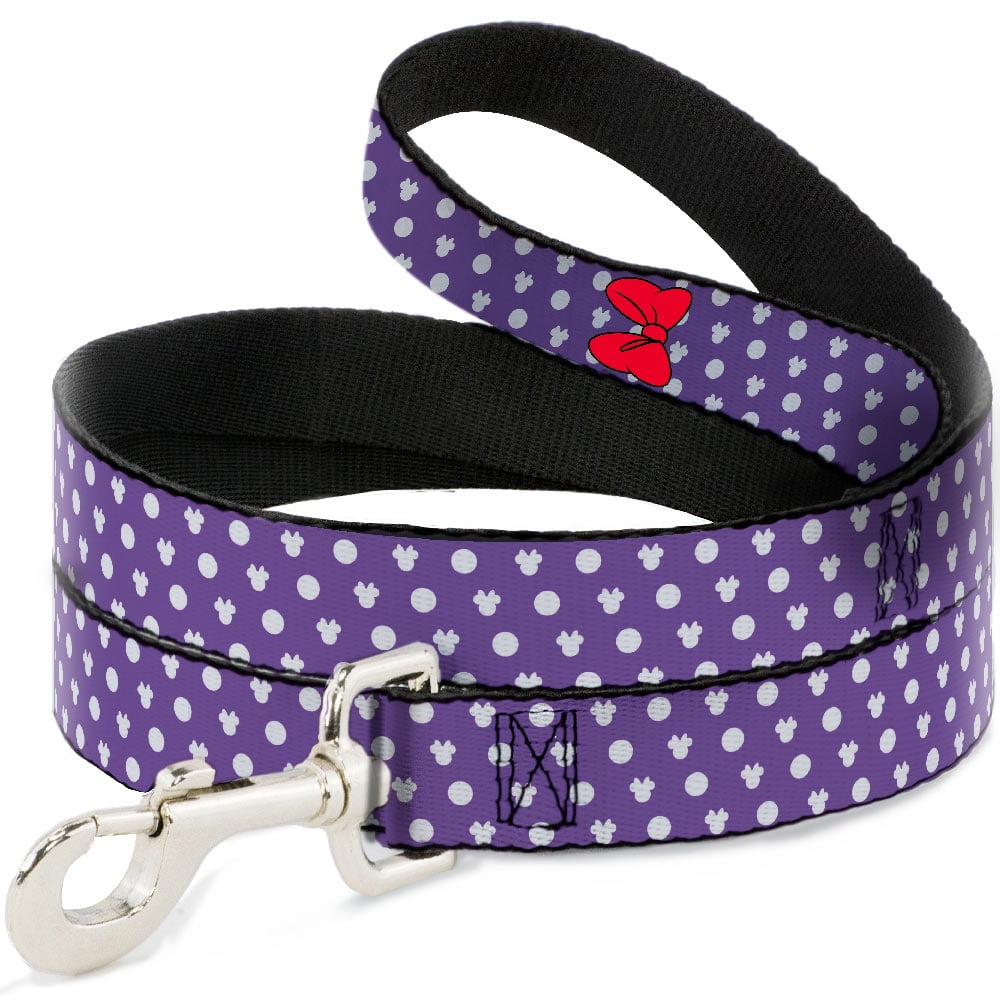 Disney Pet Leash, Dog Leash, Minnie Mouse Bow Ears Monogram Dots Purple ...