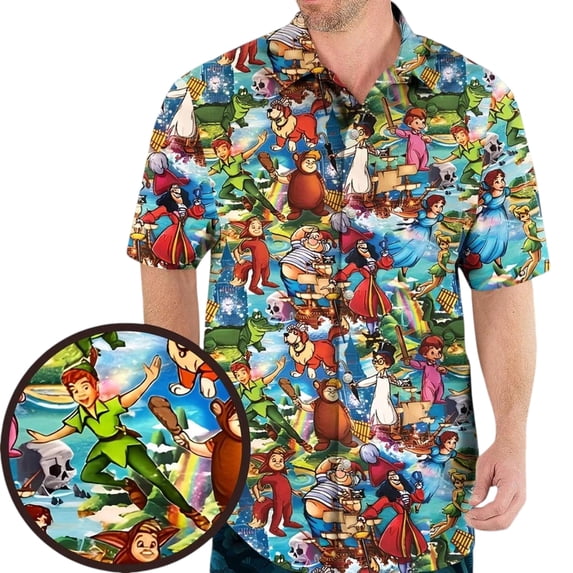 Disney Peter Pan And Wendy Button Shirt, Fairy And Friends Button Up ...