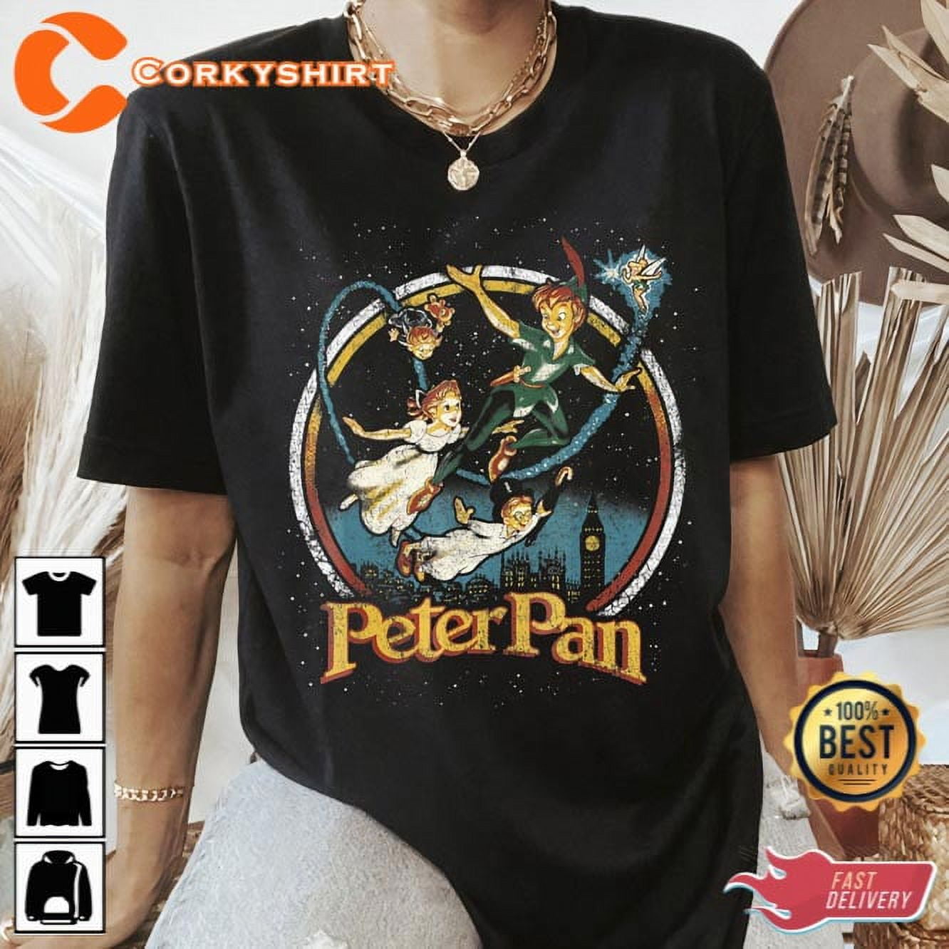 Disney Peter Pan Group London Flyin Graphic T-shirt - Walmart.com