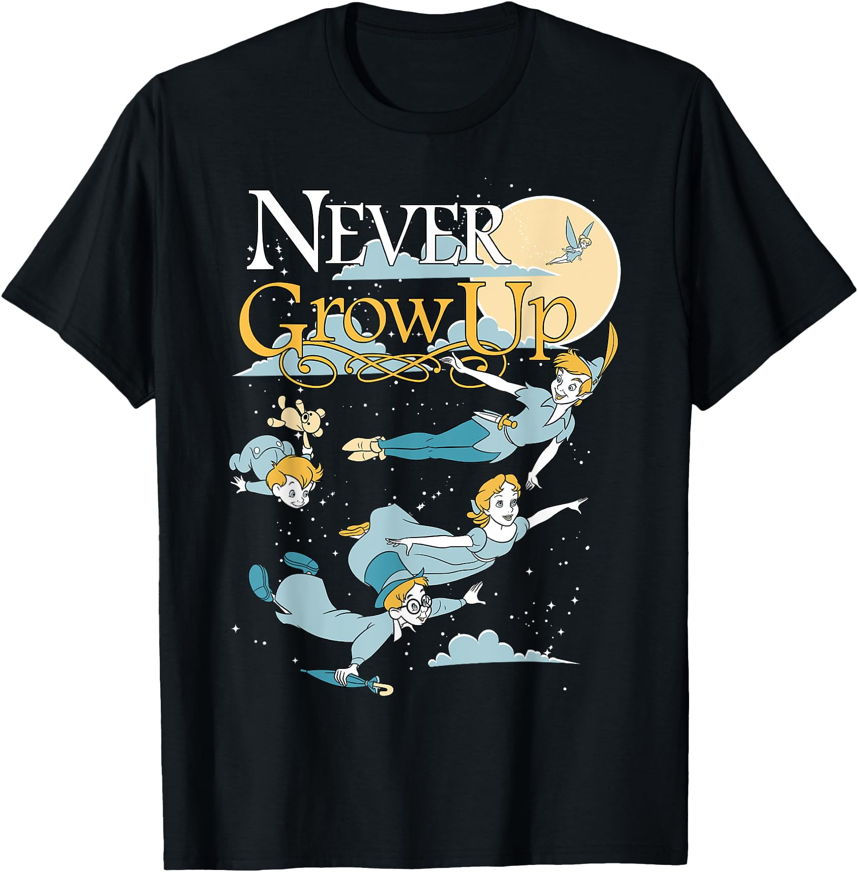 Disney Peter Pan Group Shot Never Grow Up Night Portrait T-Shirt ...