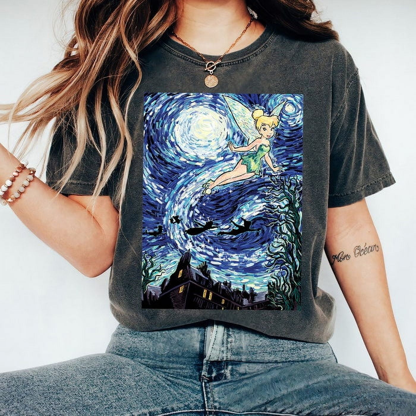Disney Peter Pan Tinker Bell Starry Night Portrait Shirt, Disney Family ...