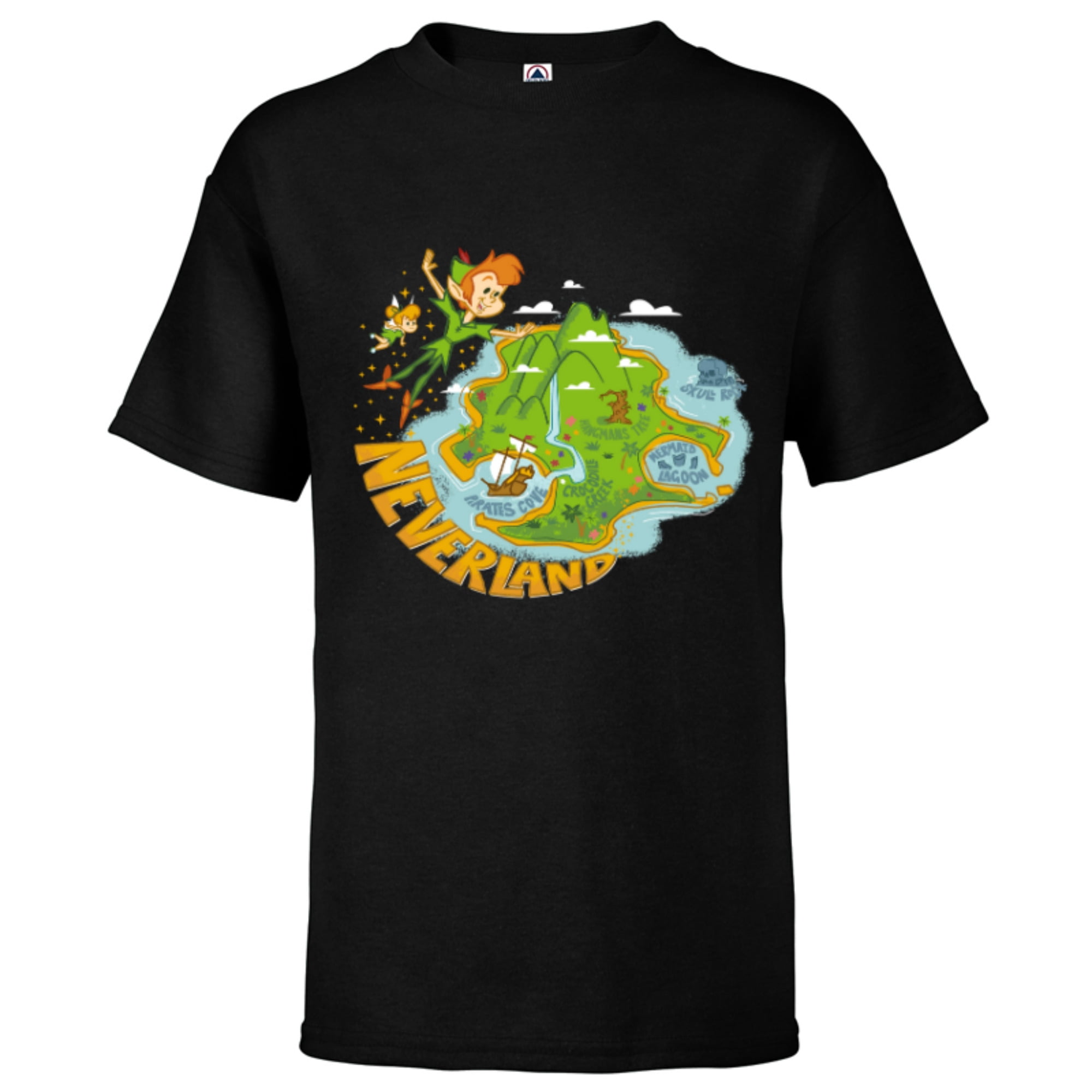 Disney Peter Pan and Tinker Bell Never Land Map - Short Sleeve T-Shirt ...